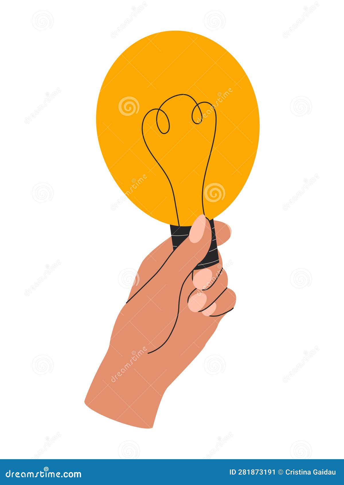 Creative Idea Concept Hand Holding Light Bulb Vector Illustration Stock ...