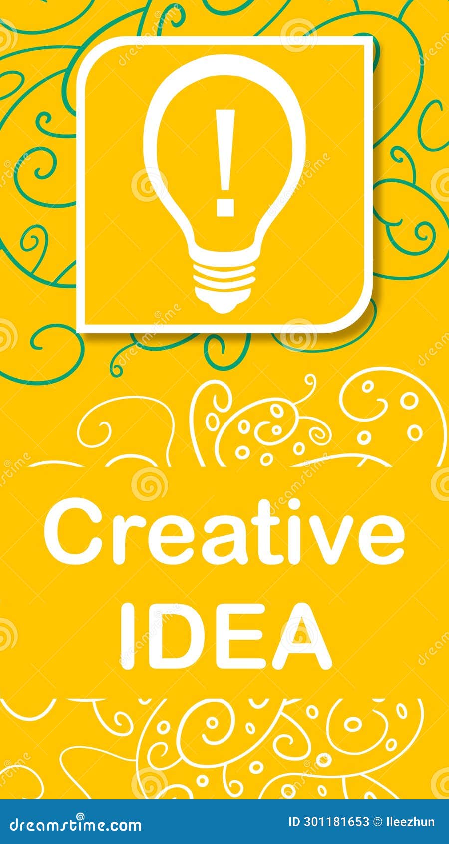 Creative Idea Bulb Yellow Turquoise Curvy Design Element Vertical Stock ...