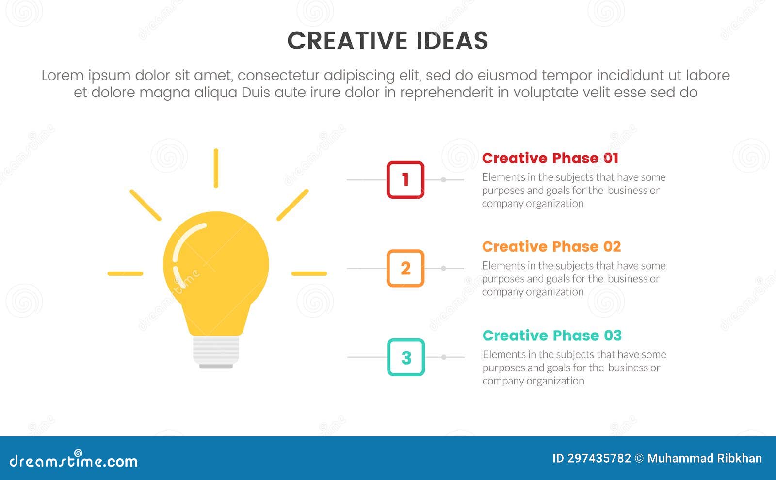 Creative Idea Concept Infographic 3 Point Stage Template with Outline ...