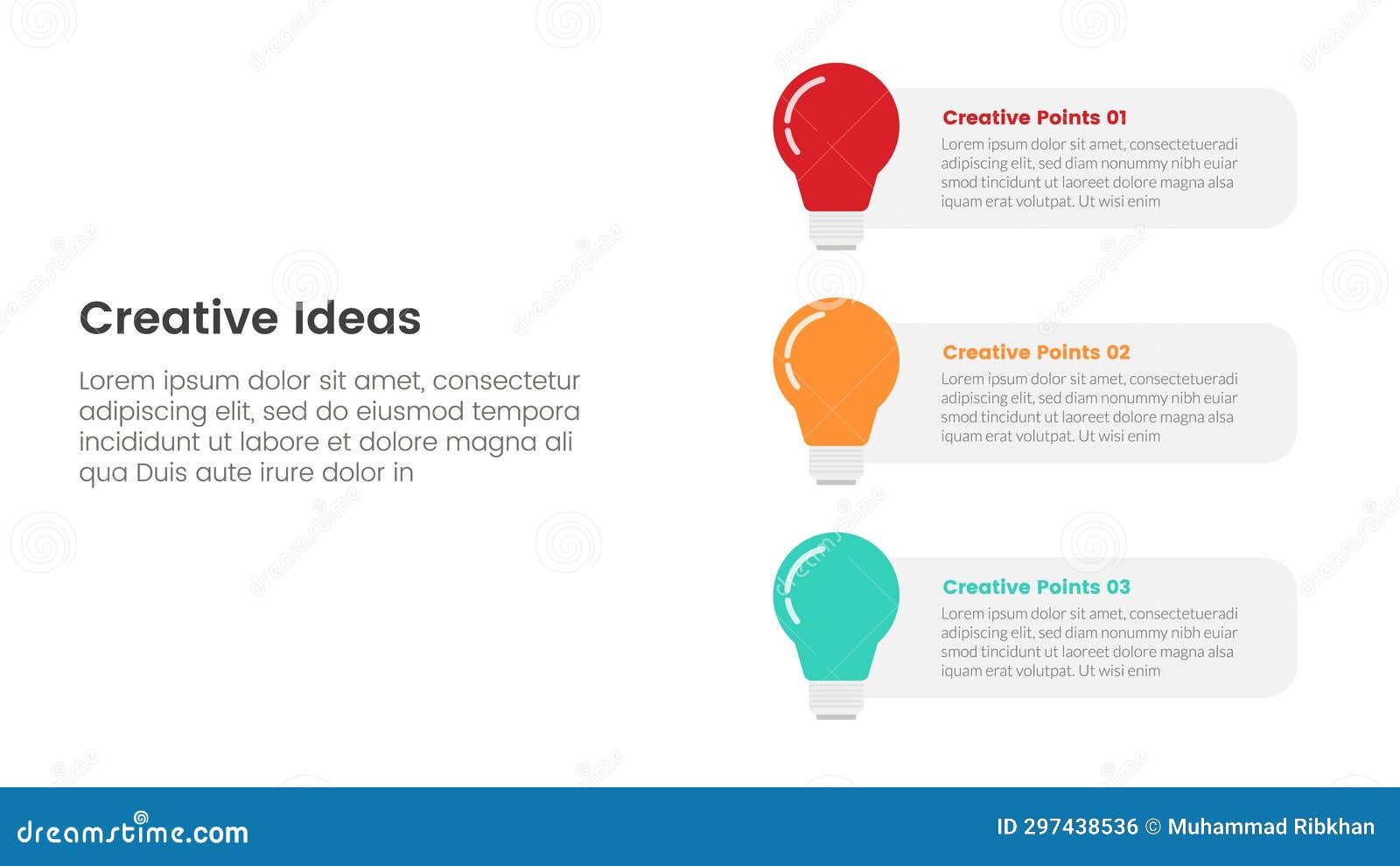 Creative Idea Concept Infographic 3 Point Stage Template with Vertical ...