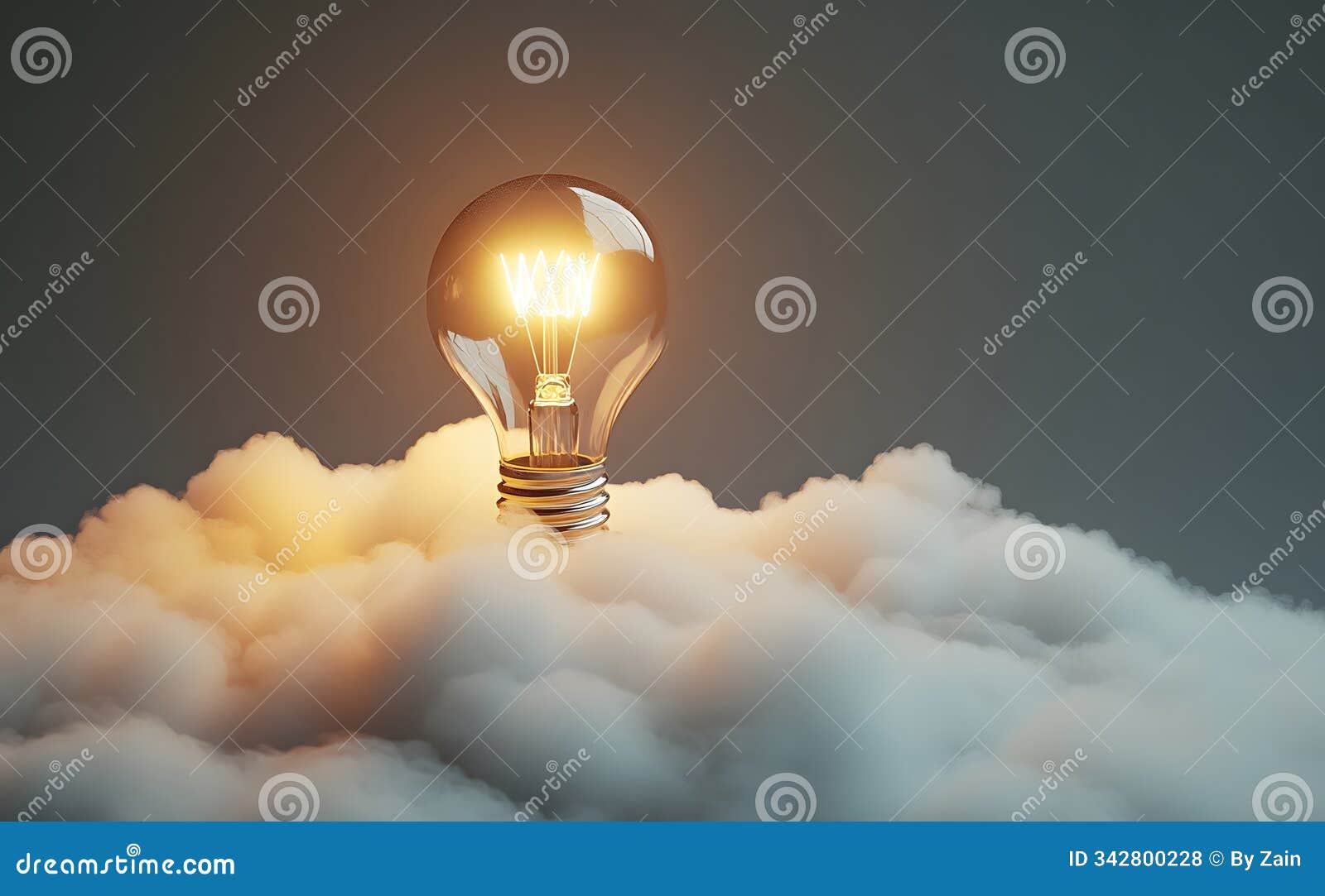 Creative Idea Concept with Lightbulb Launching Like a Rocket from Cloud ...
