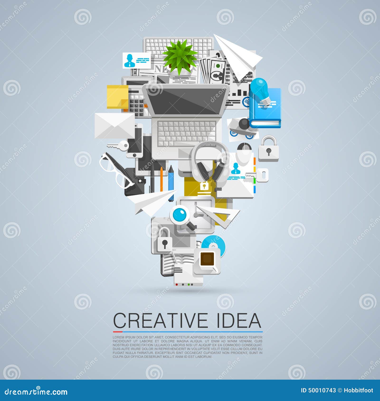 Creative Idea of Flat Collage Icons Stock Vector - Illustration of ...