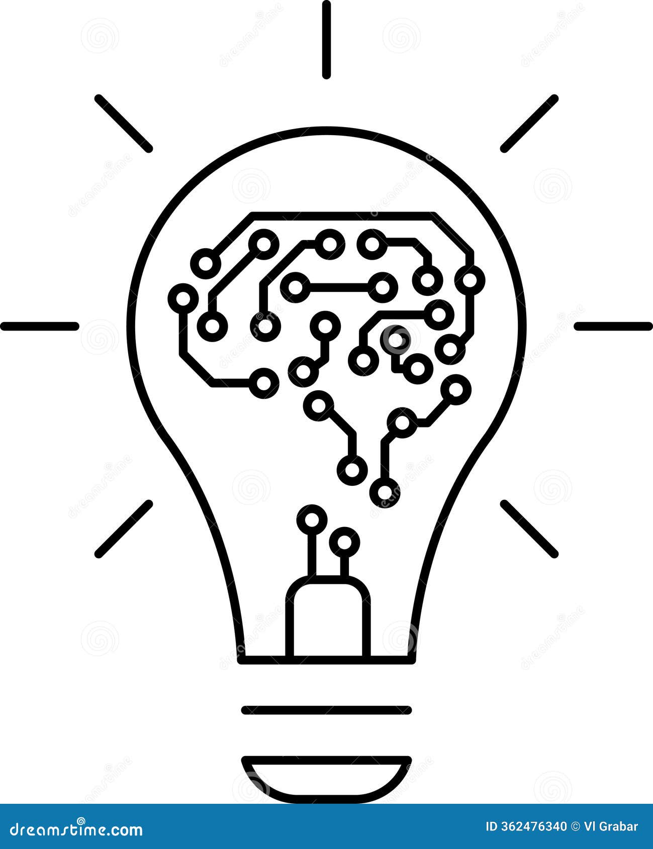 Creative Idea Icon. Brain and Light Bulb Thin Line Icon, Sign or Logo ...