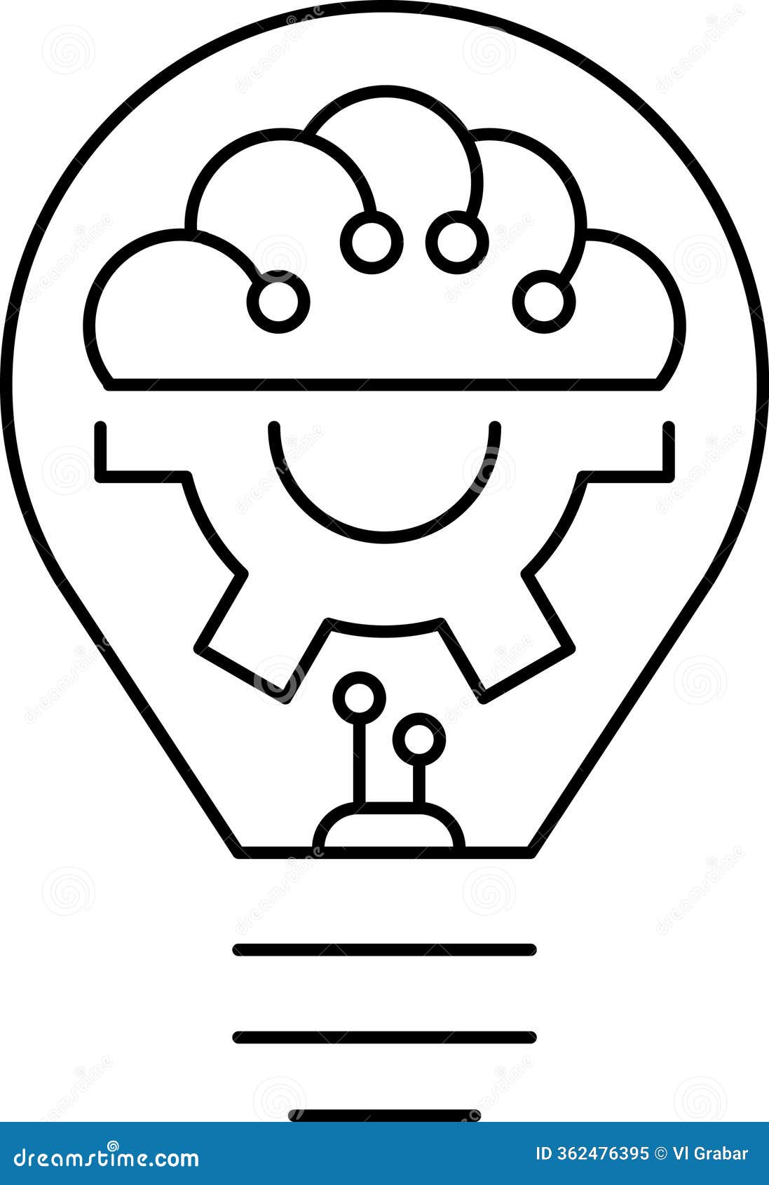 Creative Idea Icon. Brain and Light Bulb Thin Line Icon, Sign or Logo ...