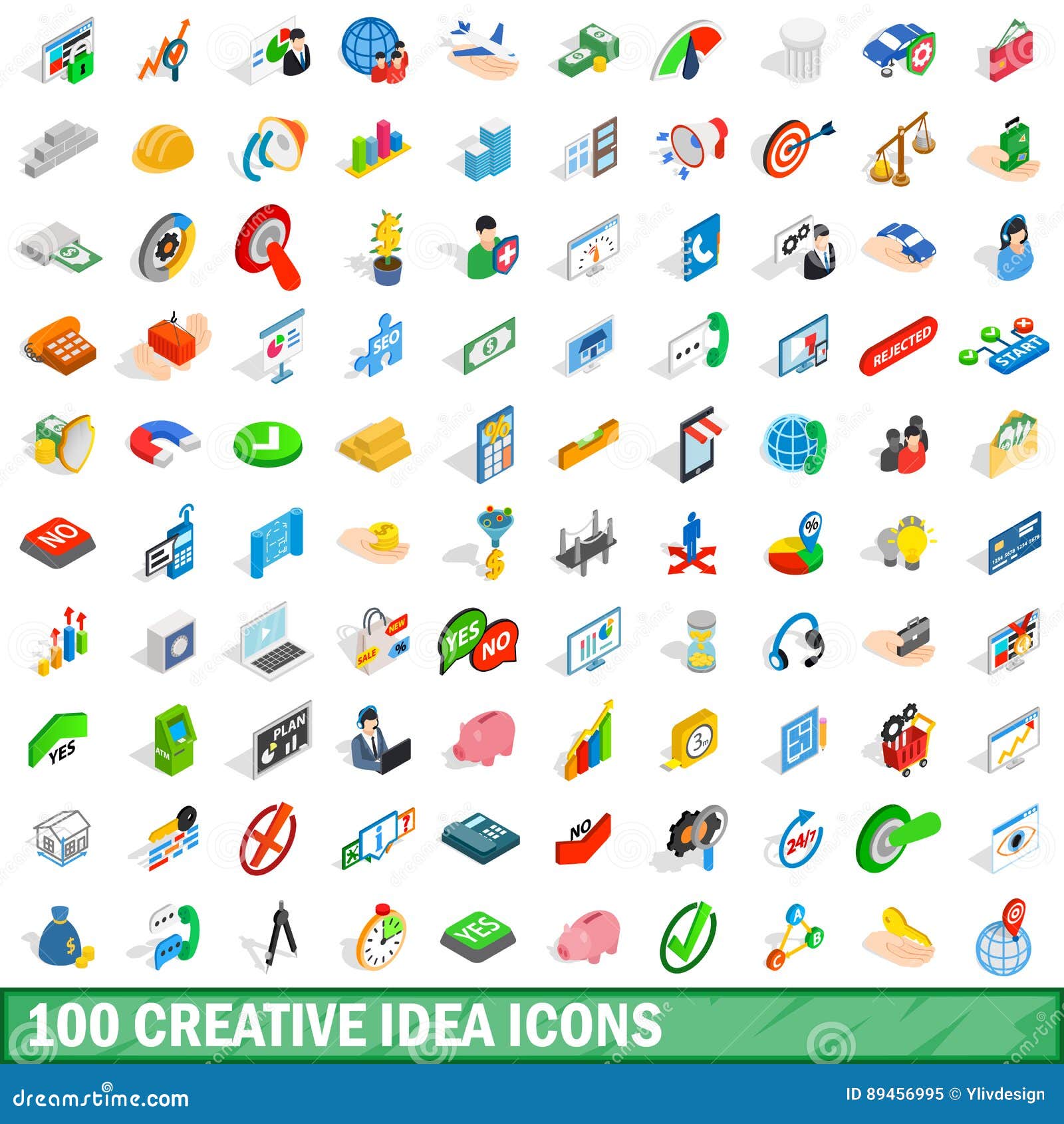 100 Creative Idea Icons Set, Isometric 3d Style Stock Vector ...