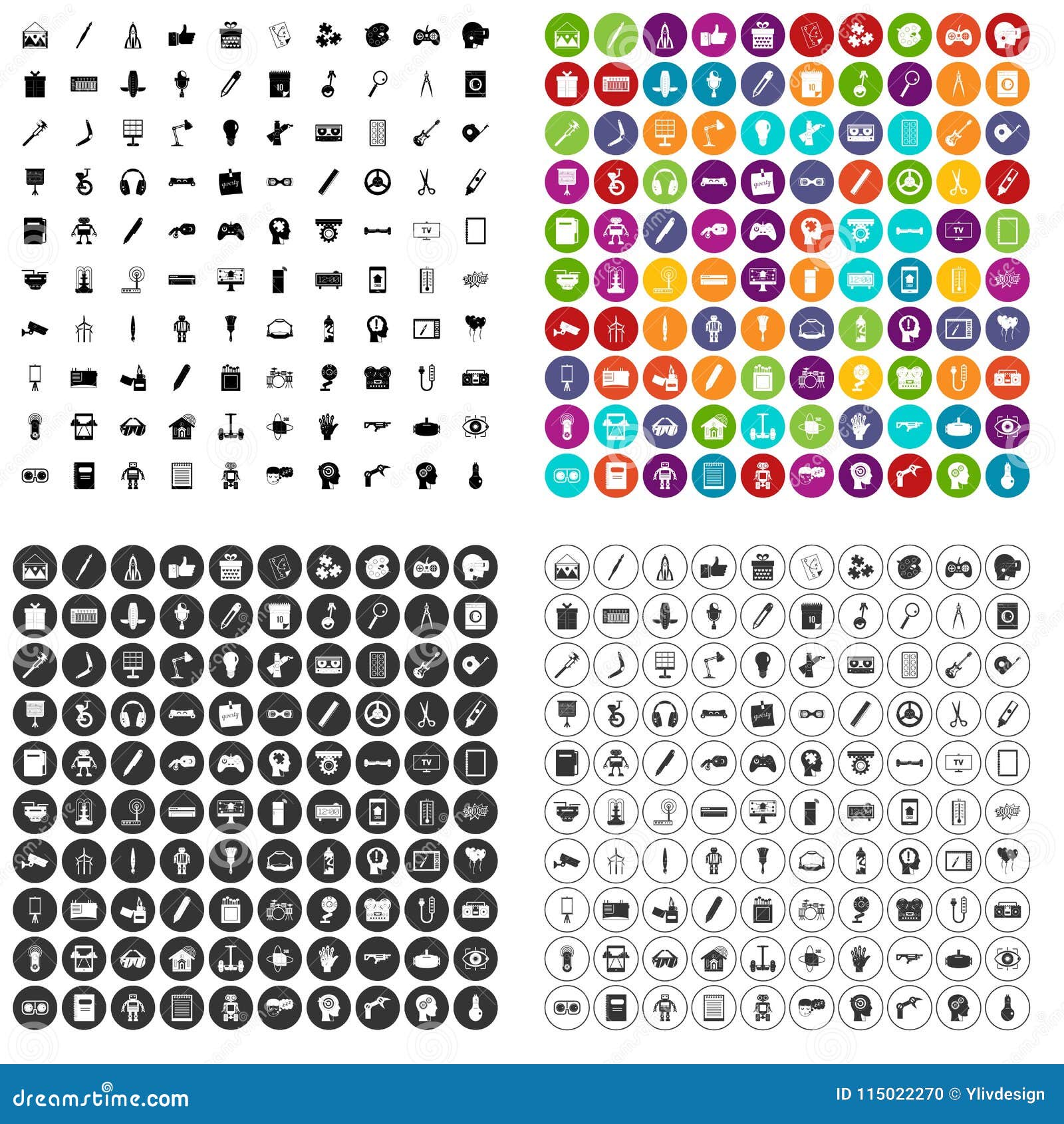 100 Creative Idea Icons Set Vector Variant Stock Vector - Illustration ...