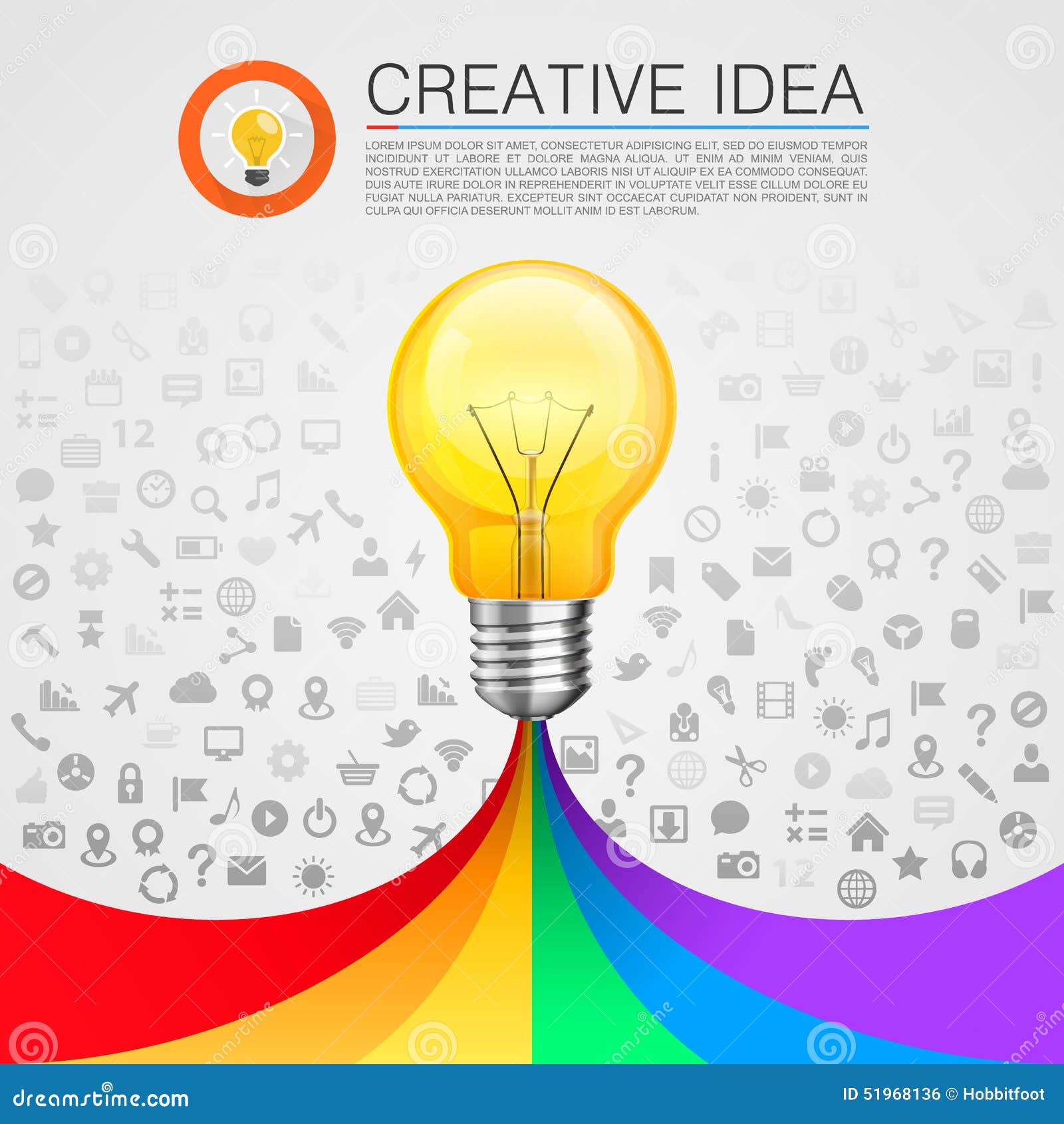 Creative Idea Lamp with Rainbow Stock Vector - Illustration of ...