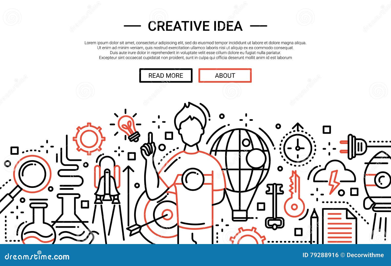 Creative Idea - Line Design Website Banner Stock Vector - Illustration ...