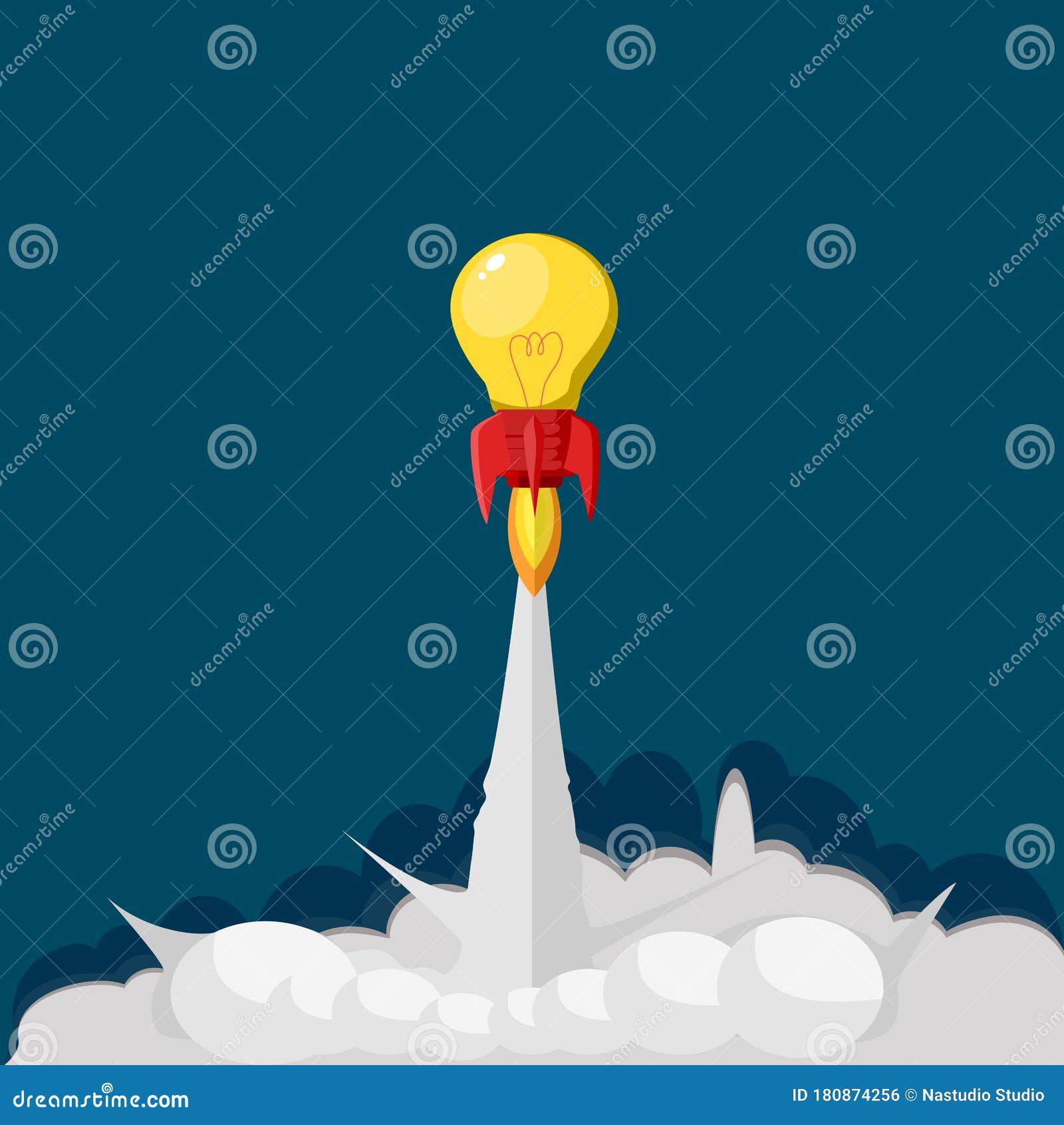 Creative Idea.luminous Bulb in the Form of a Rocket Flies Up Startup ...