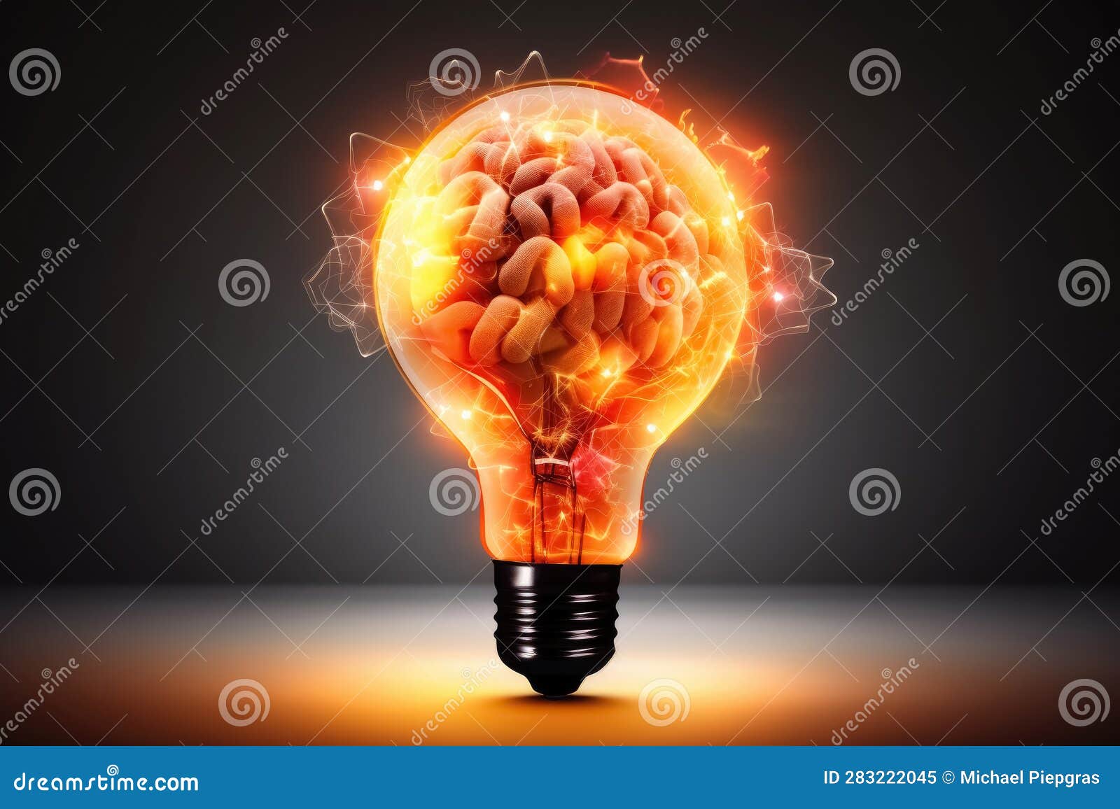 A Creative Idea Mix of a Lightbulb and a Brain Created with Generative ...