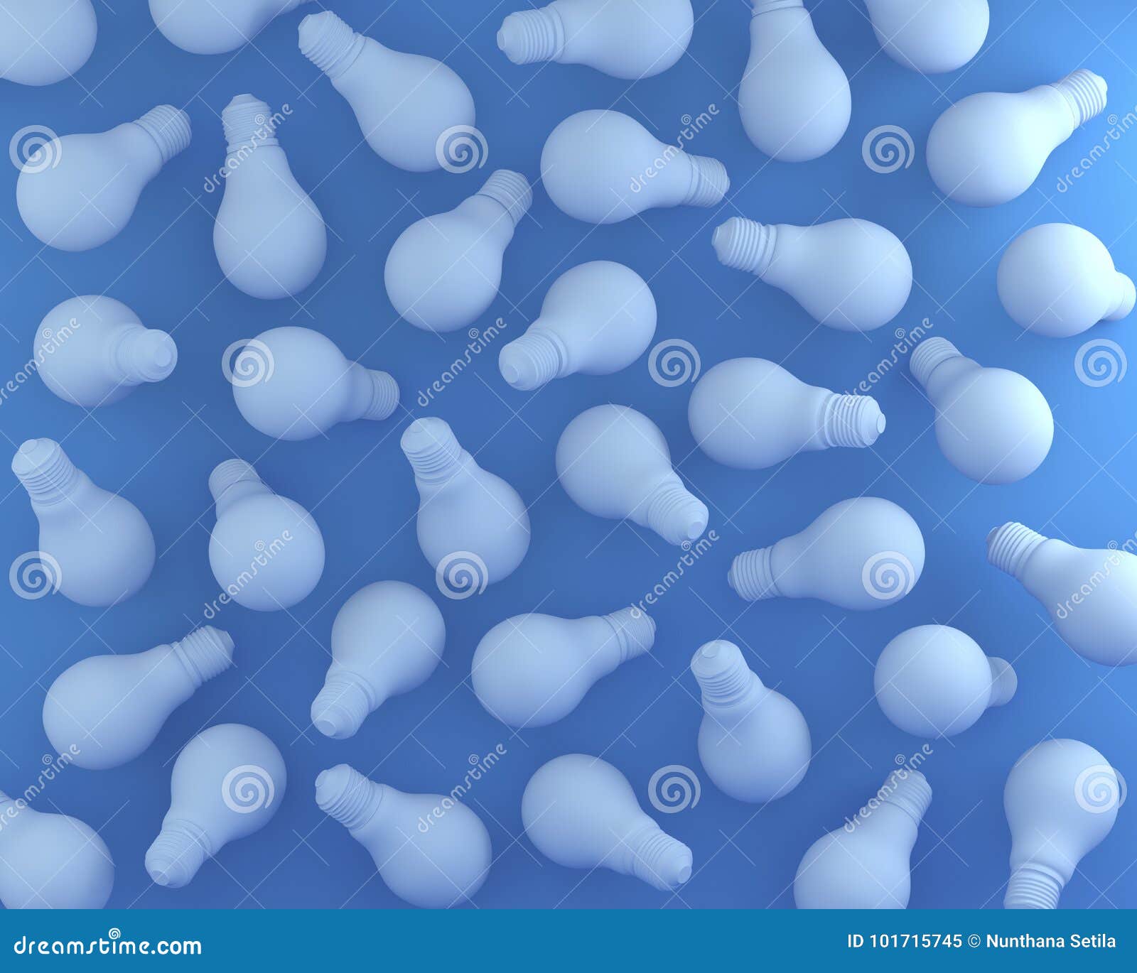 Creative Idea Pattern Made of Light Bulbs on Blue Background. F Stock ...