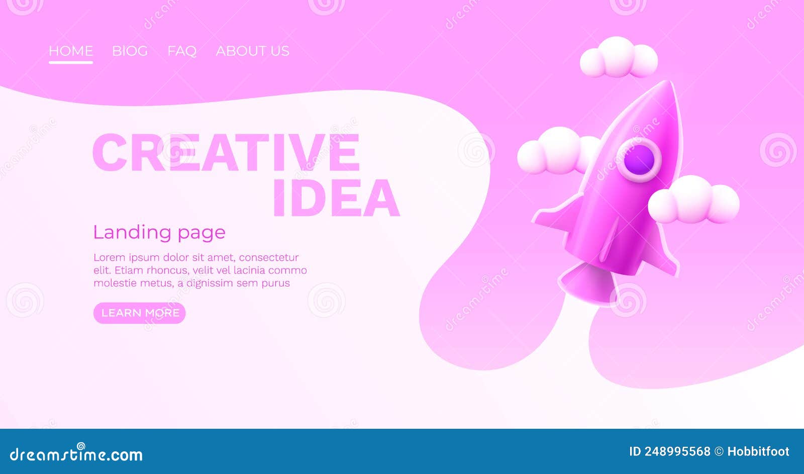 Creative Idea Rocket Space, Landing Page Banner. Vector Stock Vector ...