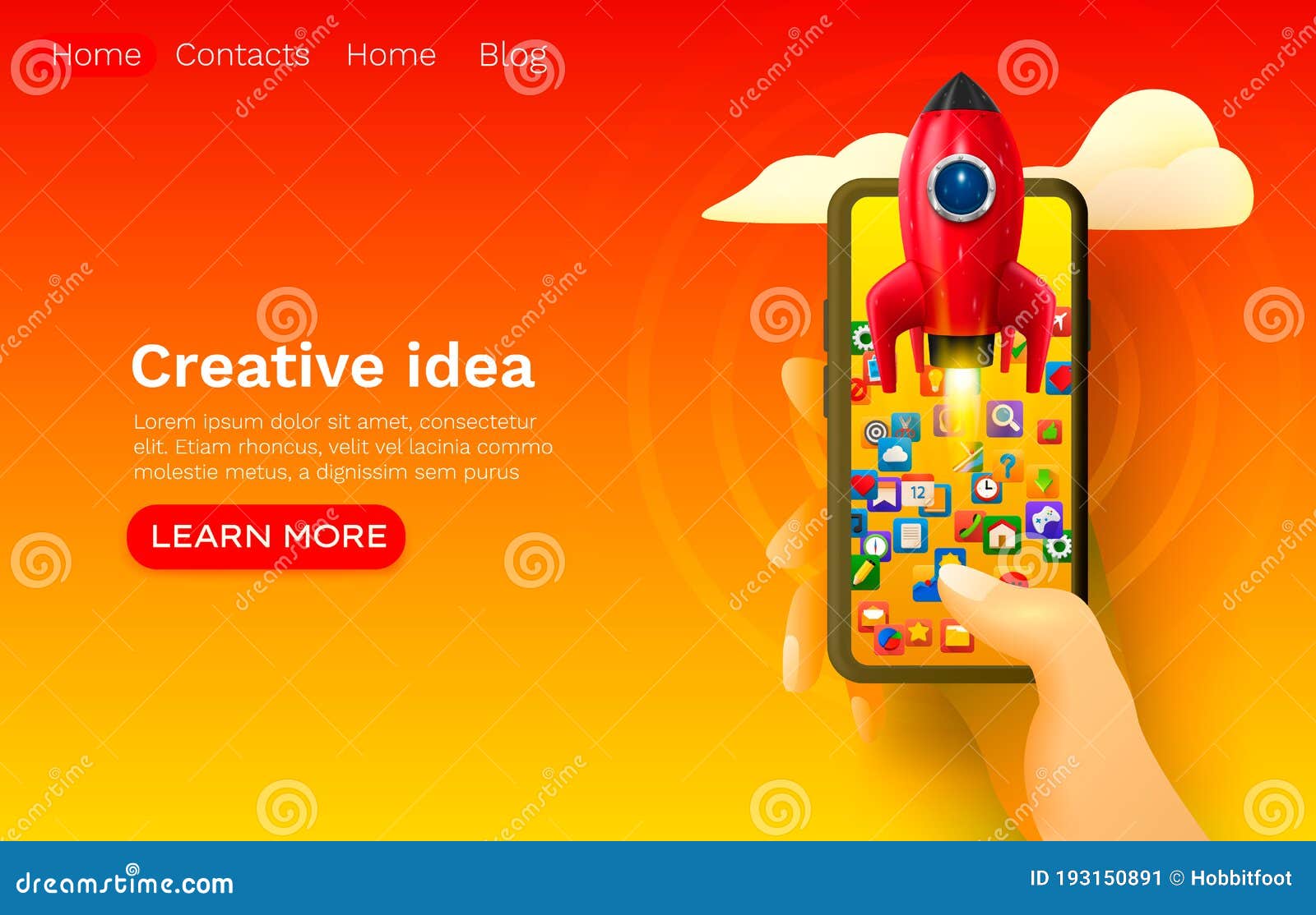 Creative Idea Rocket Space, Mobile Start-up, Web Site Banner Design ...