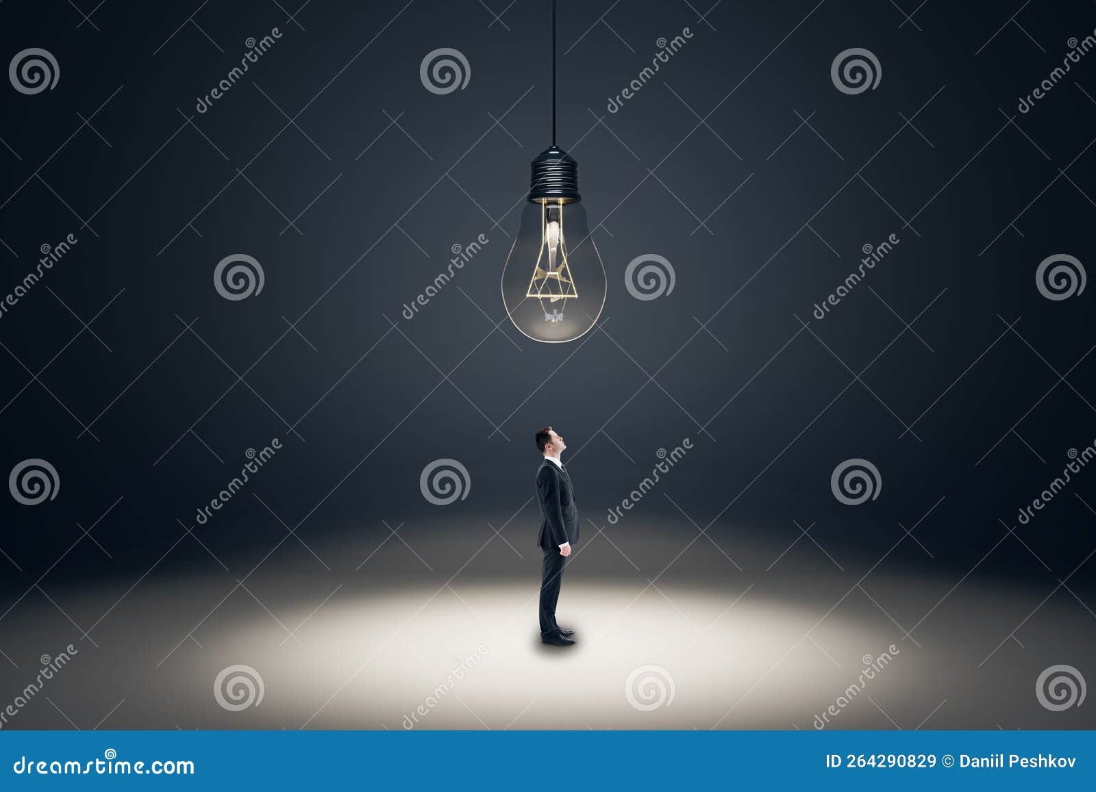Creative Idea and Solution Concept with Businessman Looking Up at the ...
