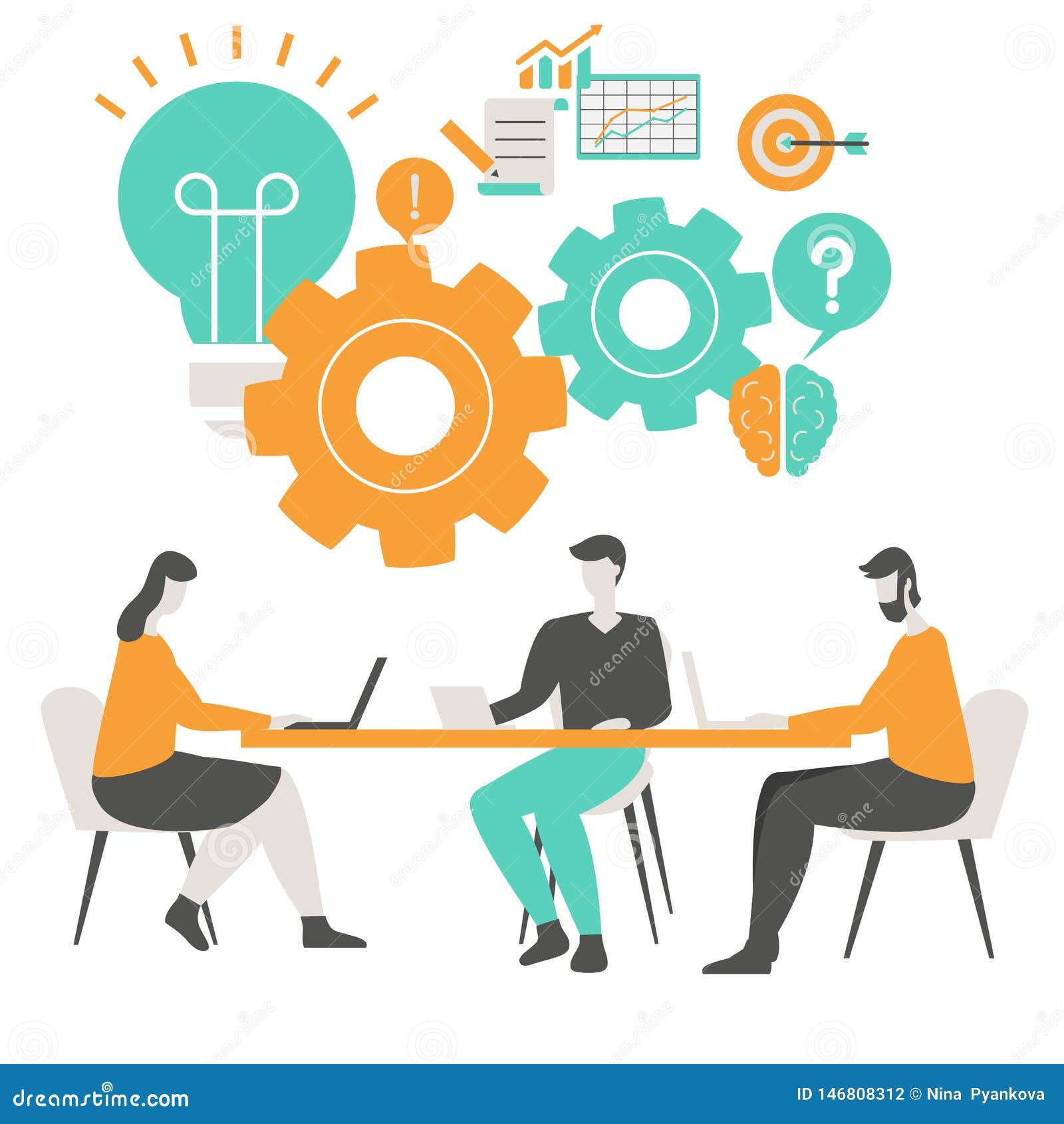 Creative Idea and Teamwork Concept Stock Vector - Illustration of ...