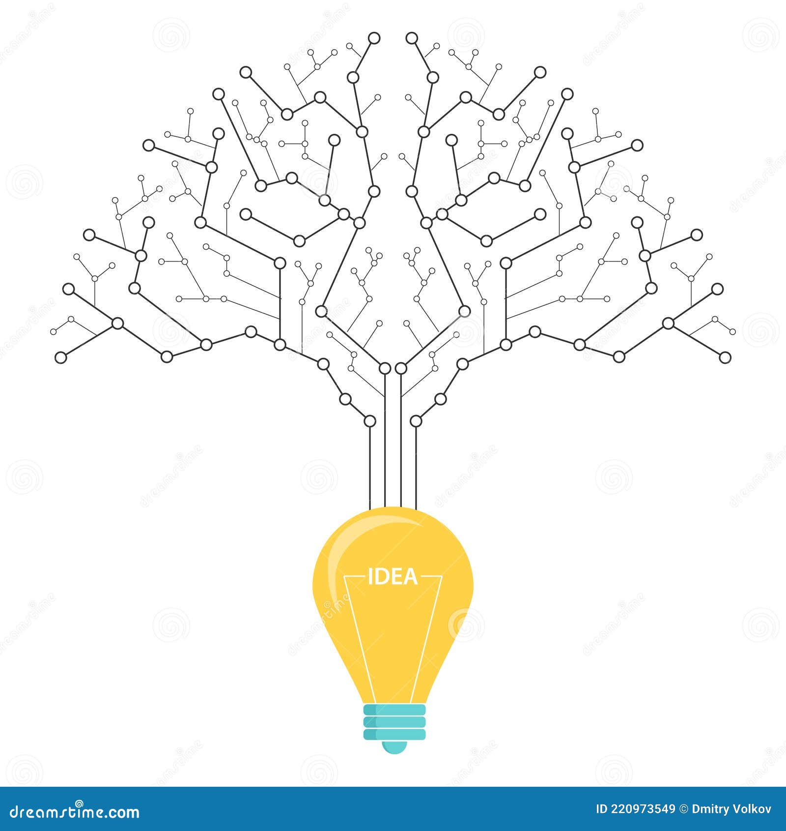 Creative Idea. the Tech Tree Grew Out of a Light Bulb. Vector ...