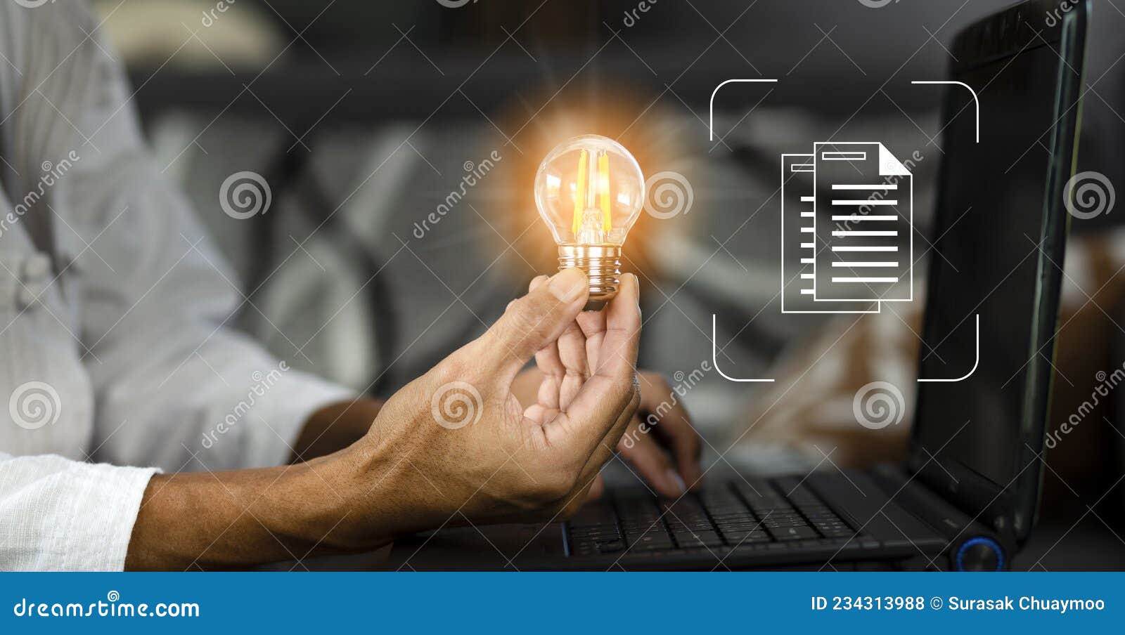 Creative Idea Thinking Concept with Hand of Person Holding Light Bulb ...