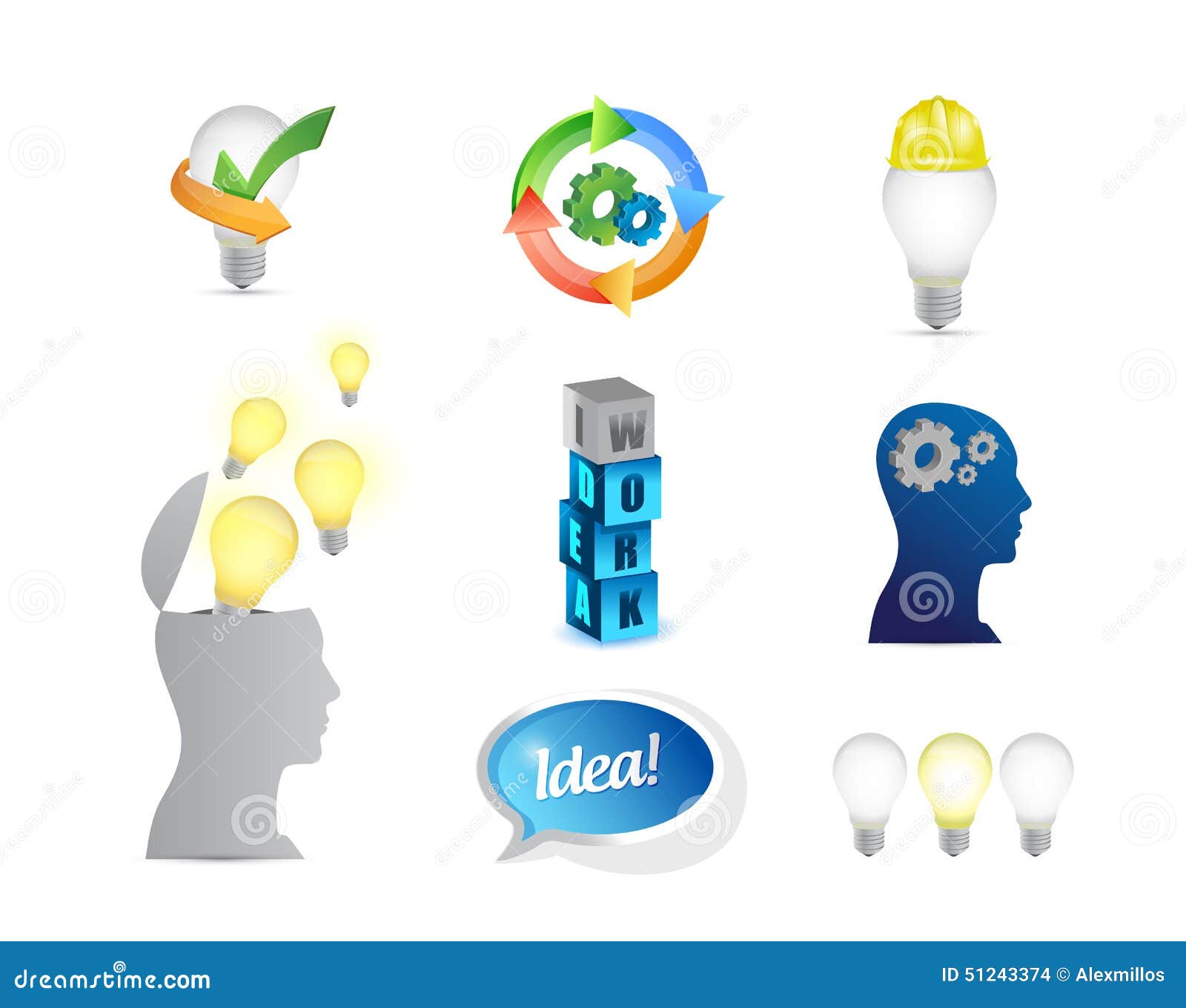 Creative Ideas. Business Ideas Concept Icon Set Stock Illustration ...
