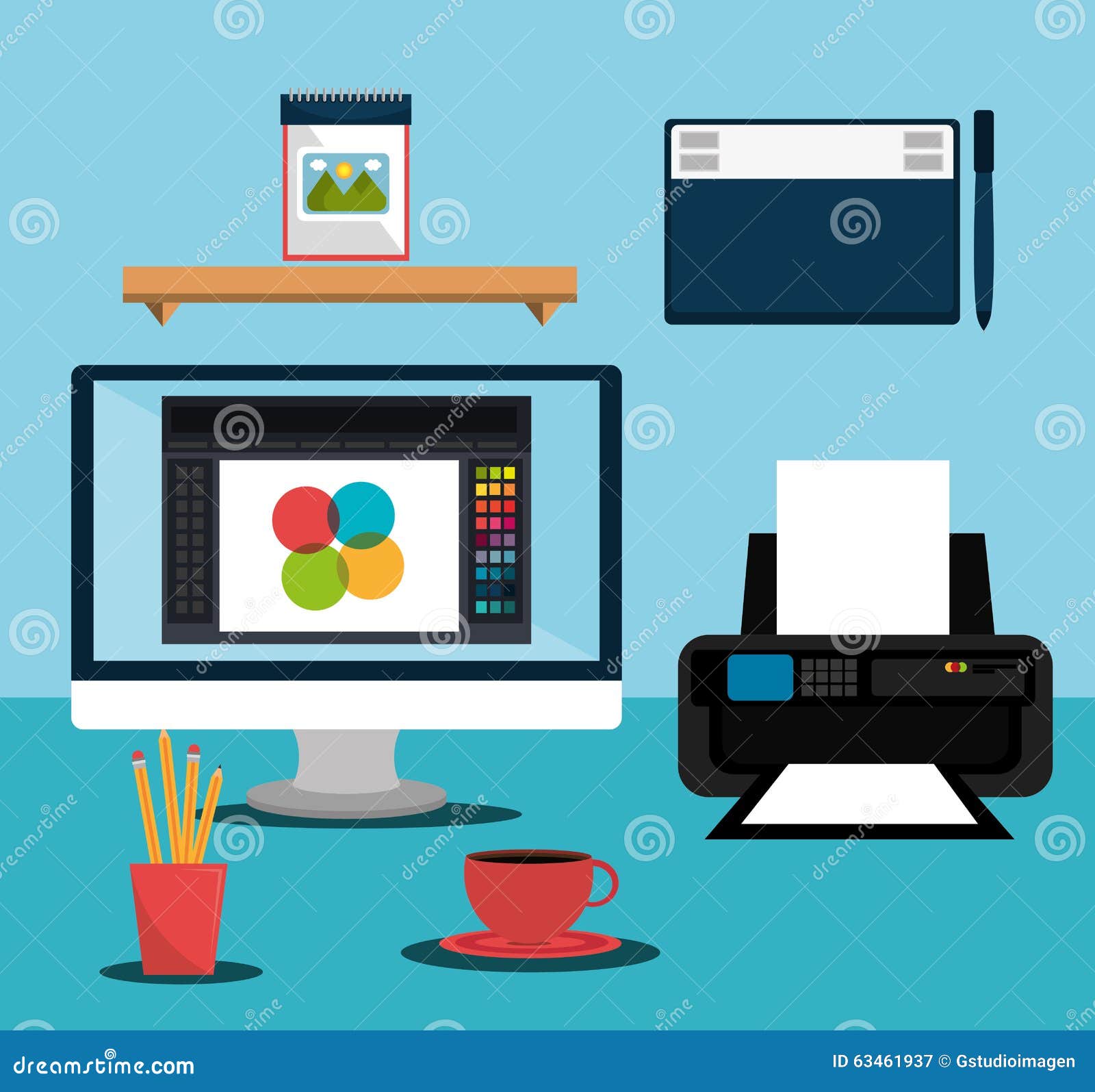 Creative Ideas Graphic Designer Stock Illustration - Illustration of ...