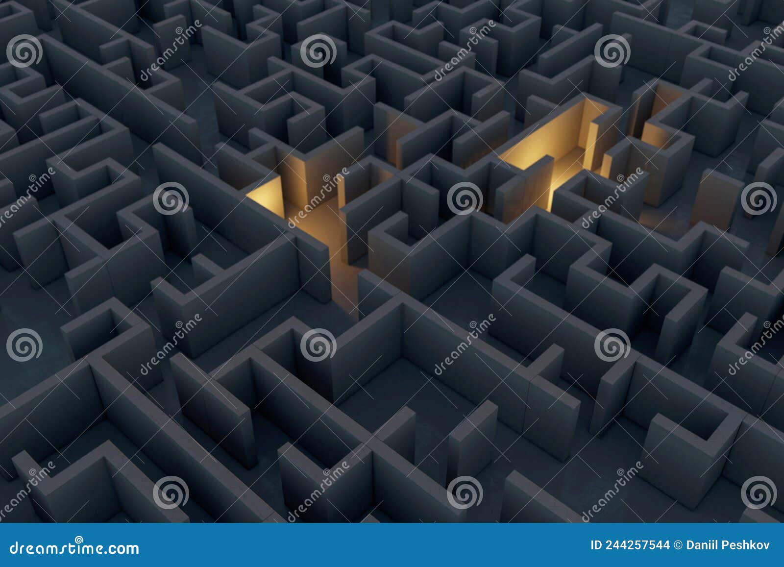 Creative Illuminated Maze Background. Solution and Idea Concept Stock ...