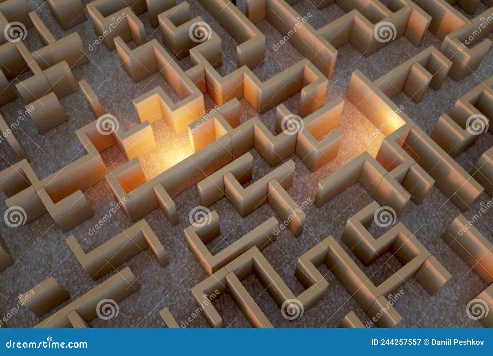 Creative Illuminated Maze Texture. Solution and Idea Concept Stock ...