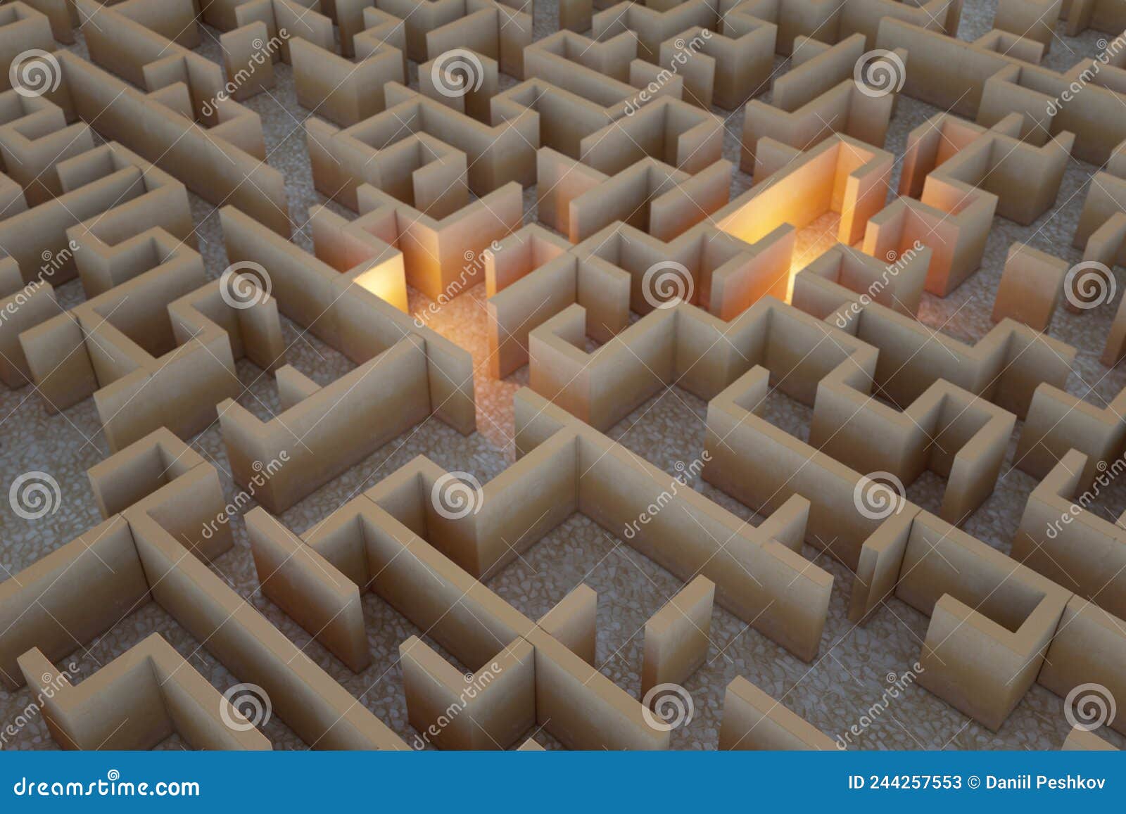 Creative Illuminated Maze Wallpaper. Solution and Idea Concept Stock ...
