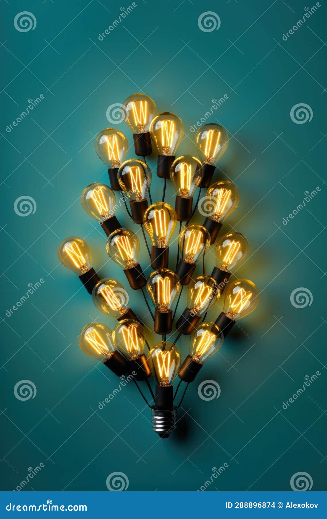 Creative Illumination: a Group of 50 Light Bulbs Forming a Shape AI ...