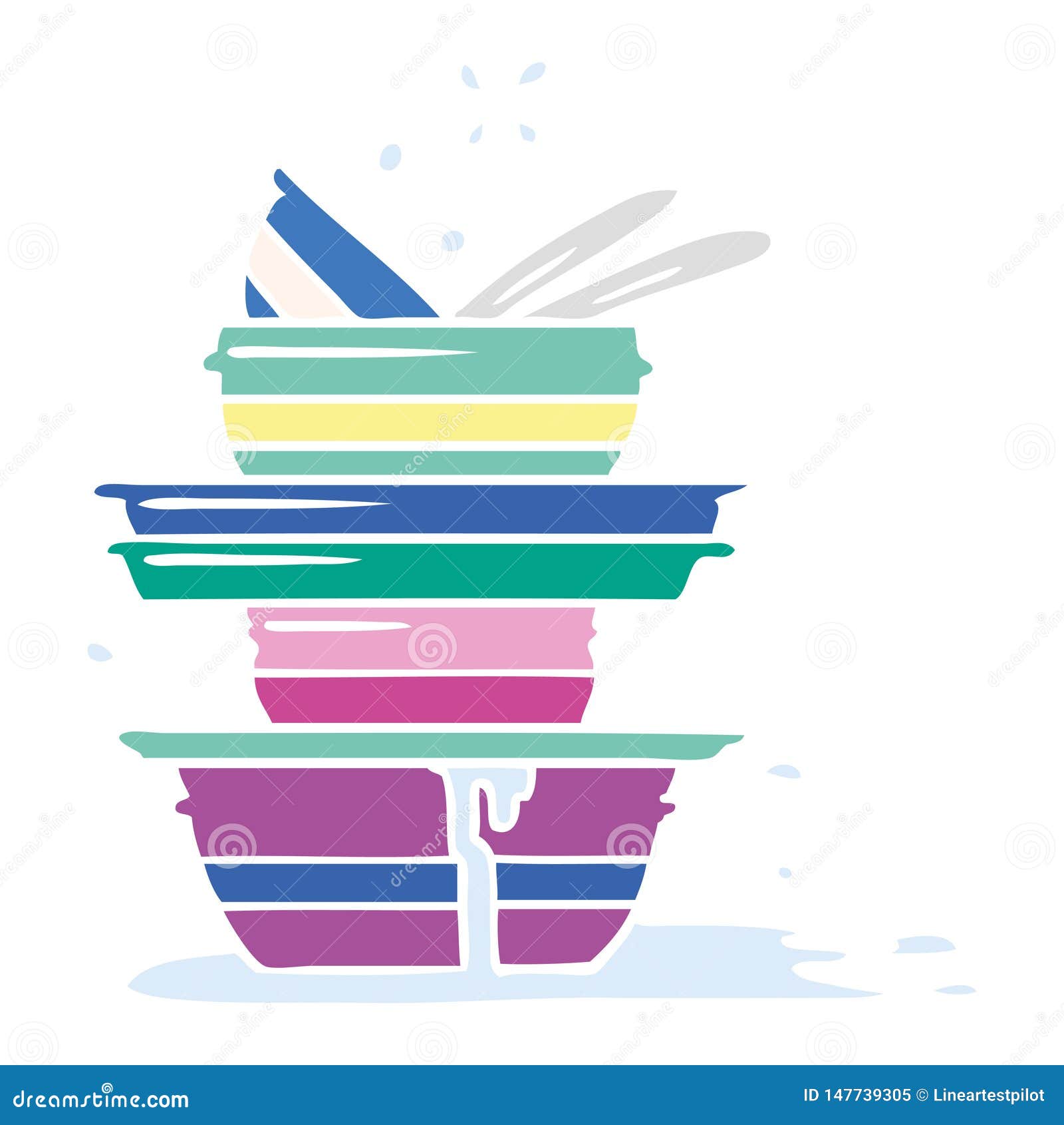 Cartoon Doodle of a Stack of Dirty Plates Stock Vector - Illustration ...