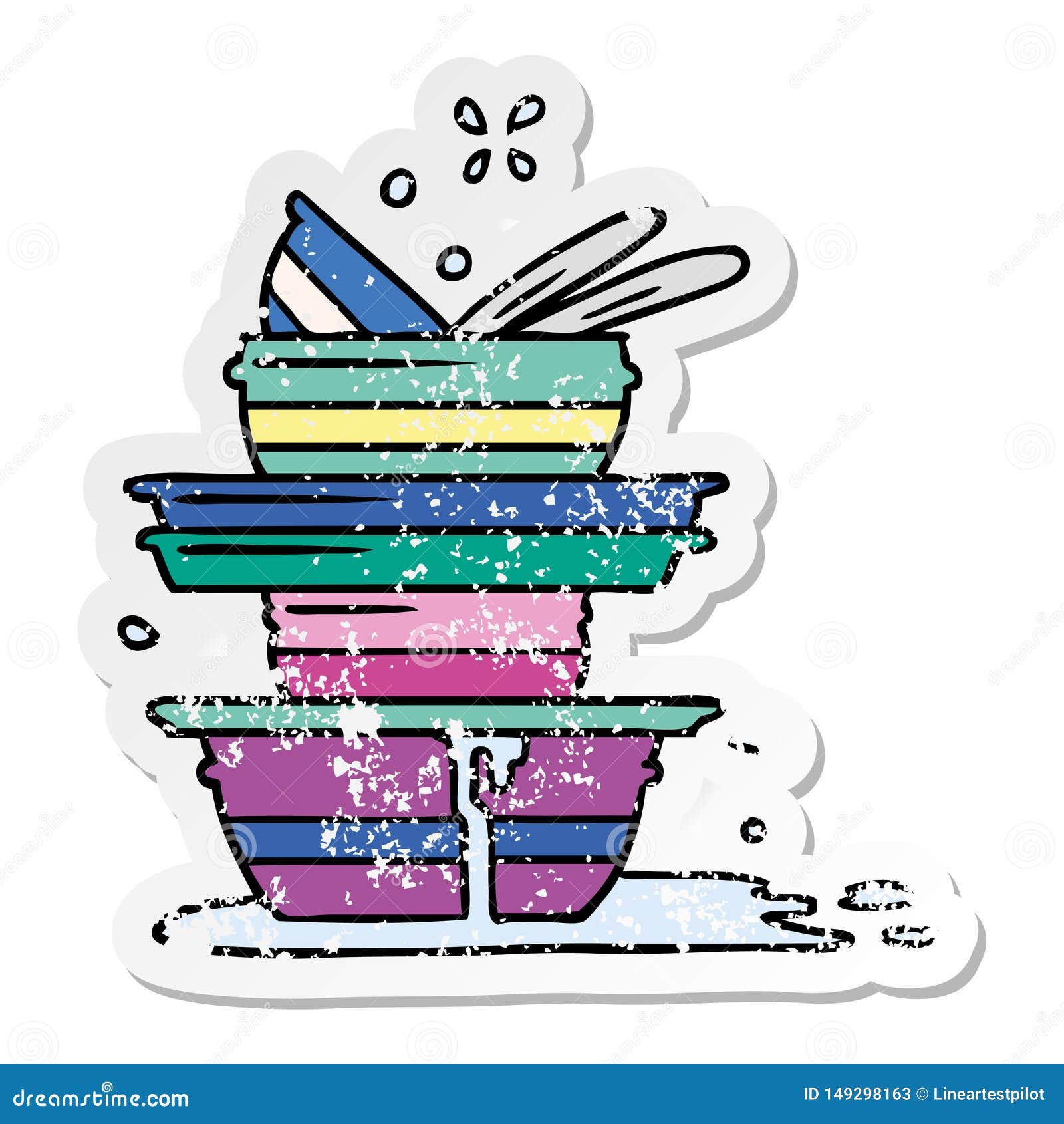 Distressed Sticker Cartoon Doodle of a Stack of Dirty Plates Stock ... Distressed Sticker Cartoon Doodle of a Stack of Dirty Plates Stock ...