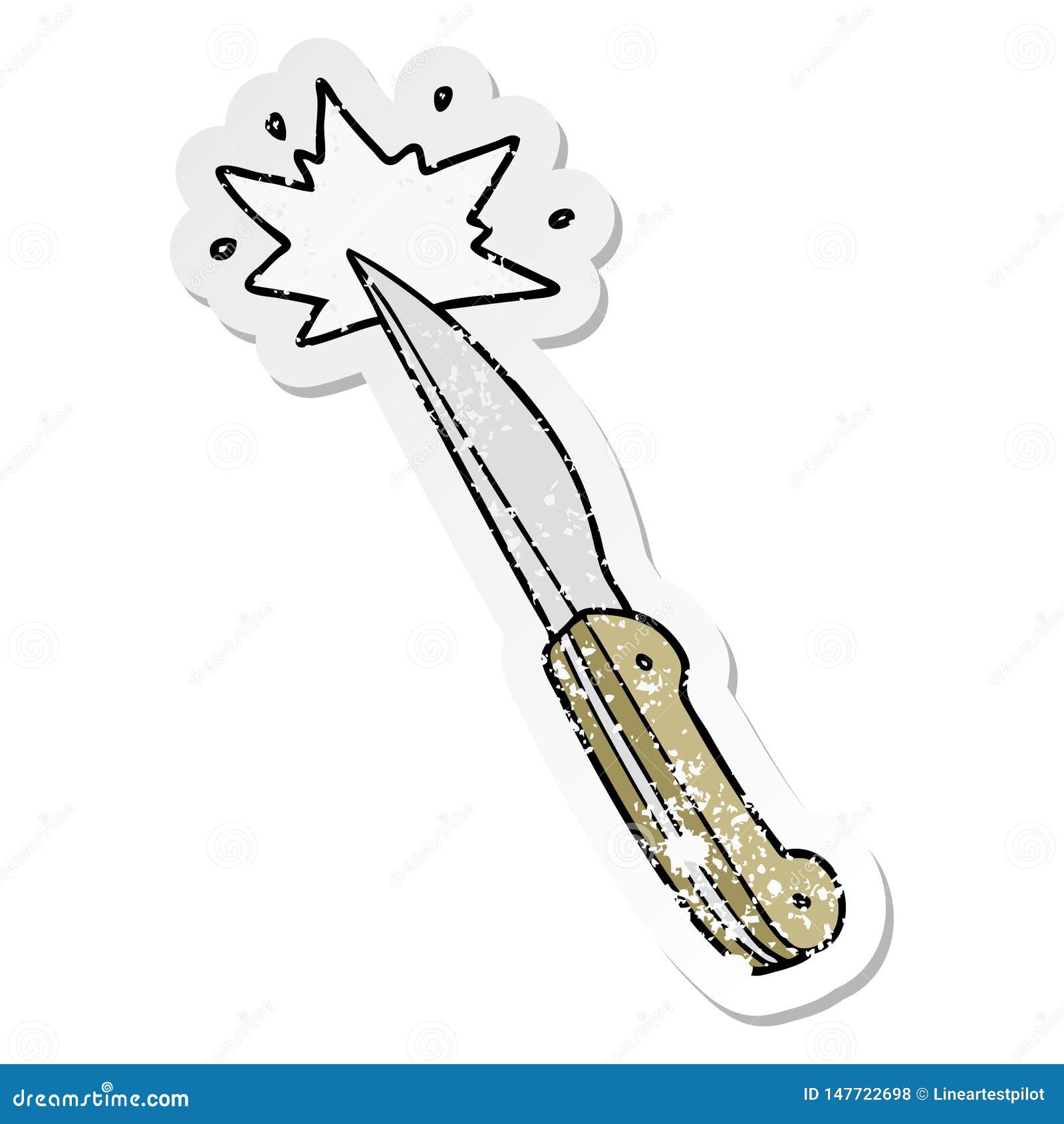 Distressed Sticker of a Cartoon Sharp Kitchen Knife Stock Vector ...