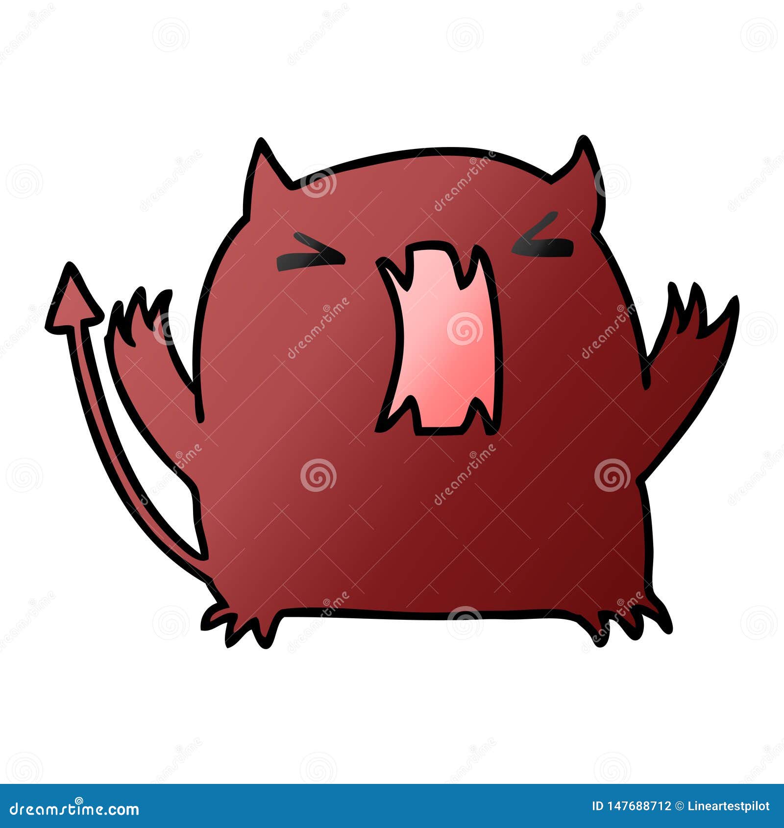 Gradient Cartoon of a Cute Kawaii Devil Stock Vector - Illustration of ...