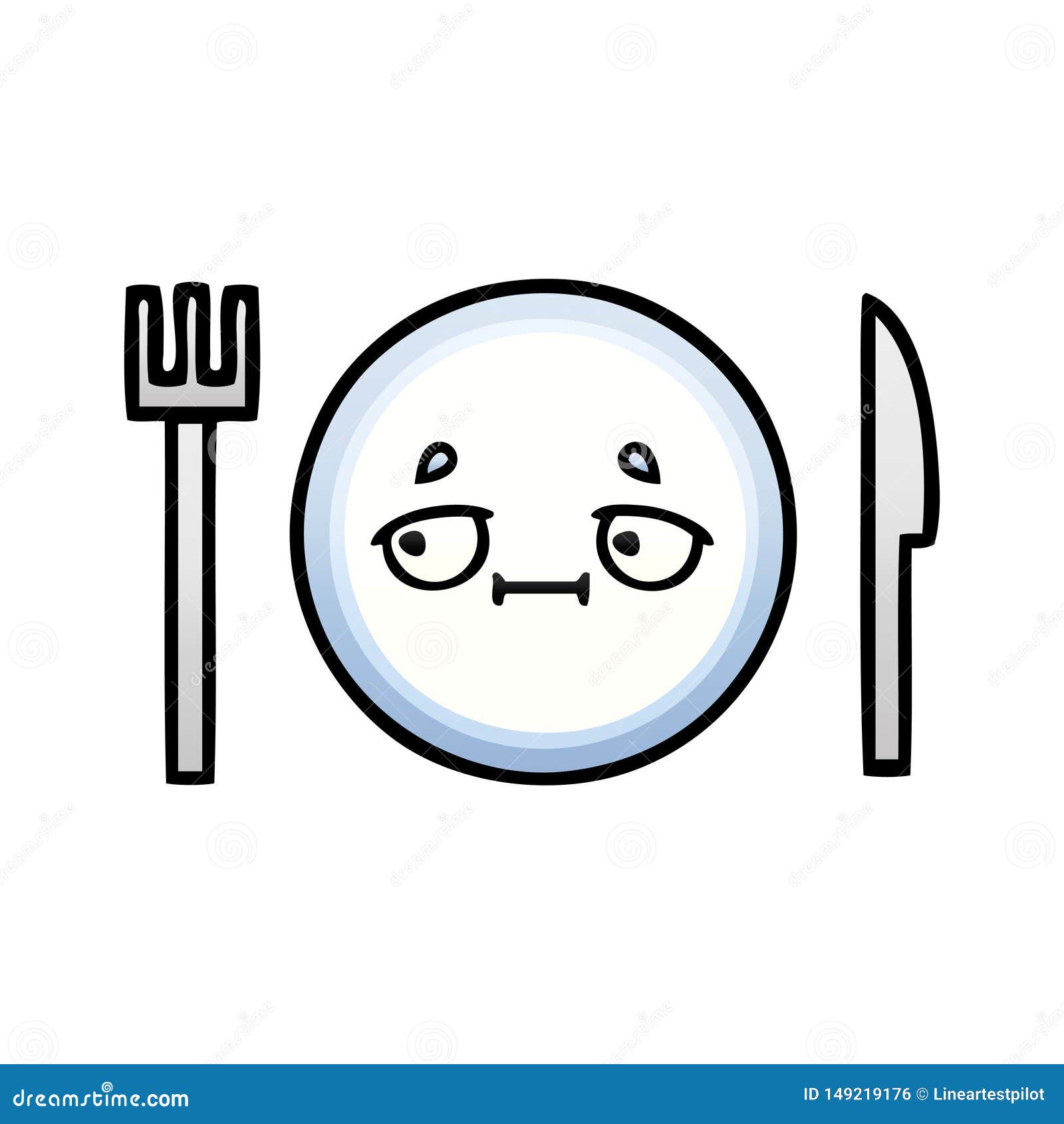 Gradient Shaded Cartoon Dinner Plate Stock Vector - Illustration of ...