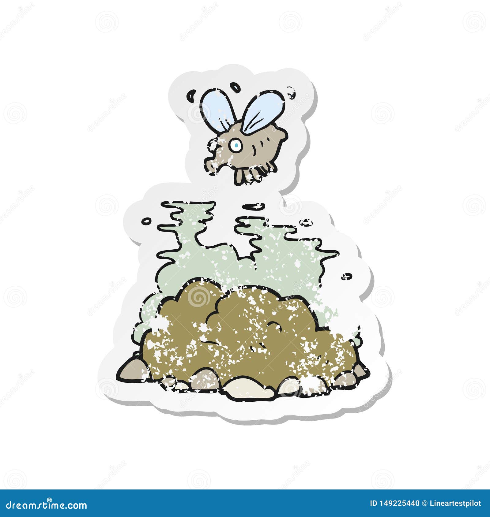 Retro Distressed Sticker of a Cartoon Fly and Manure Stock Vector ... Retro Distressed Sticker of a Cartoon Fly and Manure Stock Vector ...