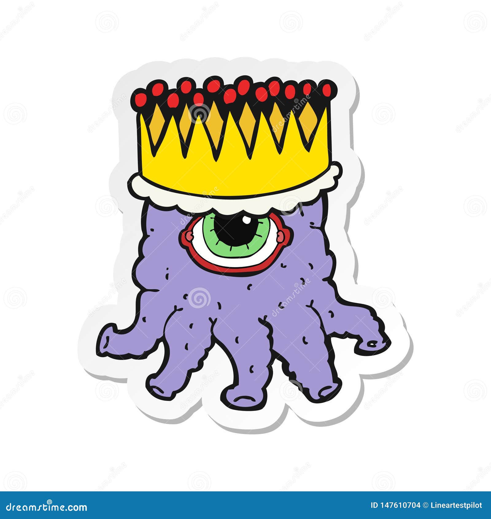 Sticker of a Cartoon Alien King Stock Vector - Illustration of alien ...