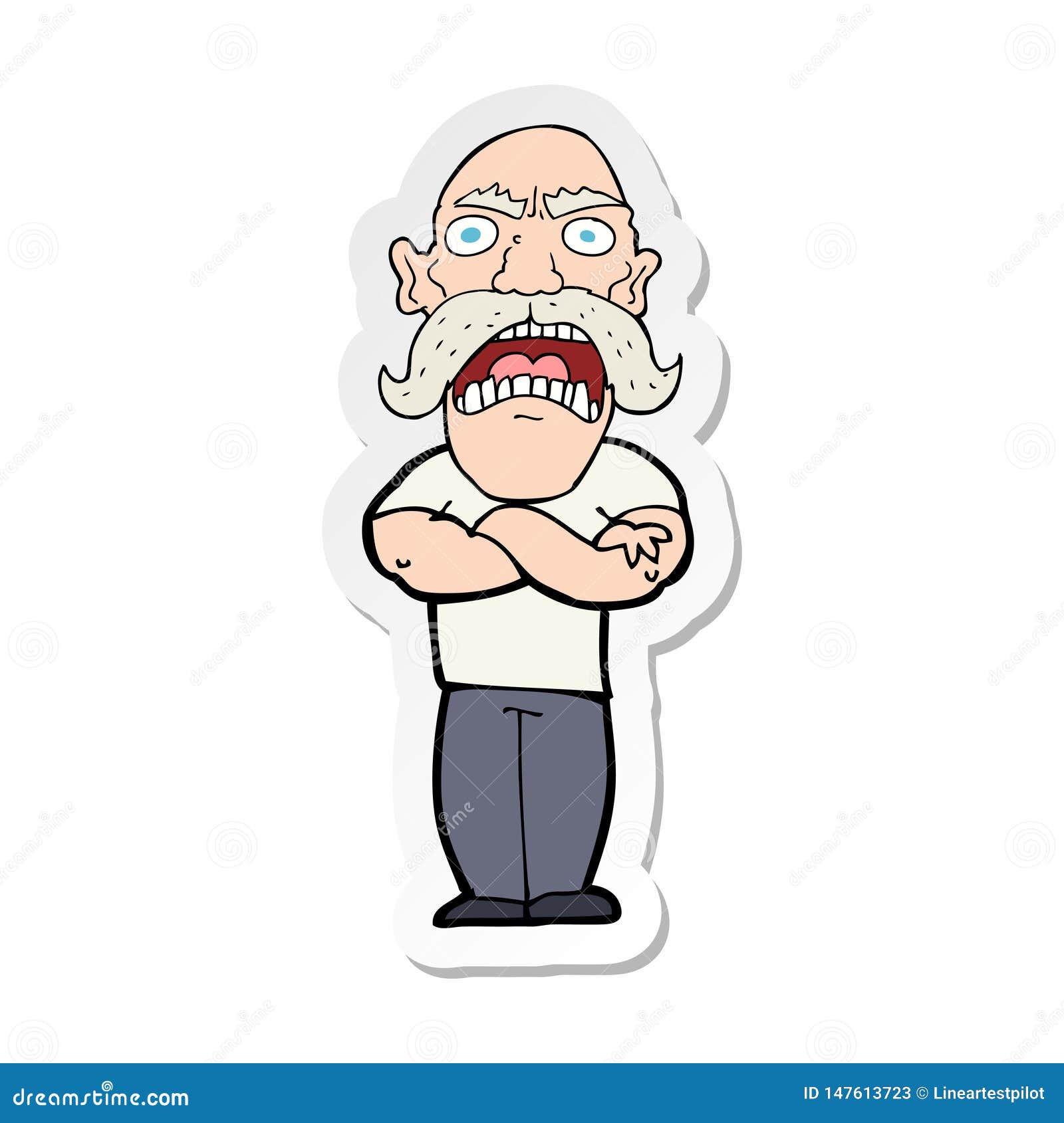 Sticker of a Cartoon Angry Man Stock Vector - Illustration of hand ...