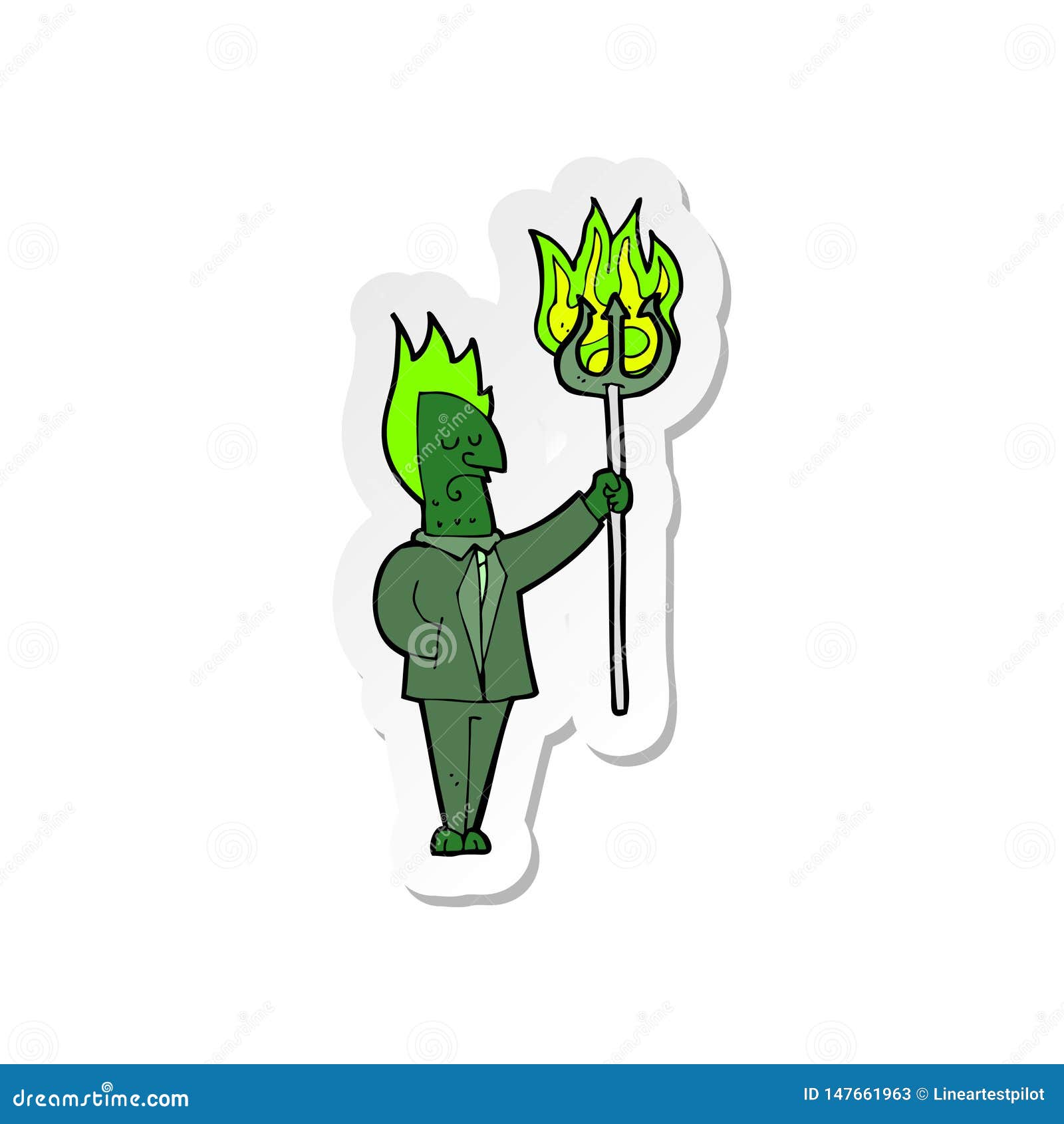 Sticker of a Cartoon Devil with Pitchfork Stock Vector - Illustration ...