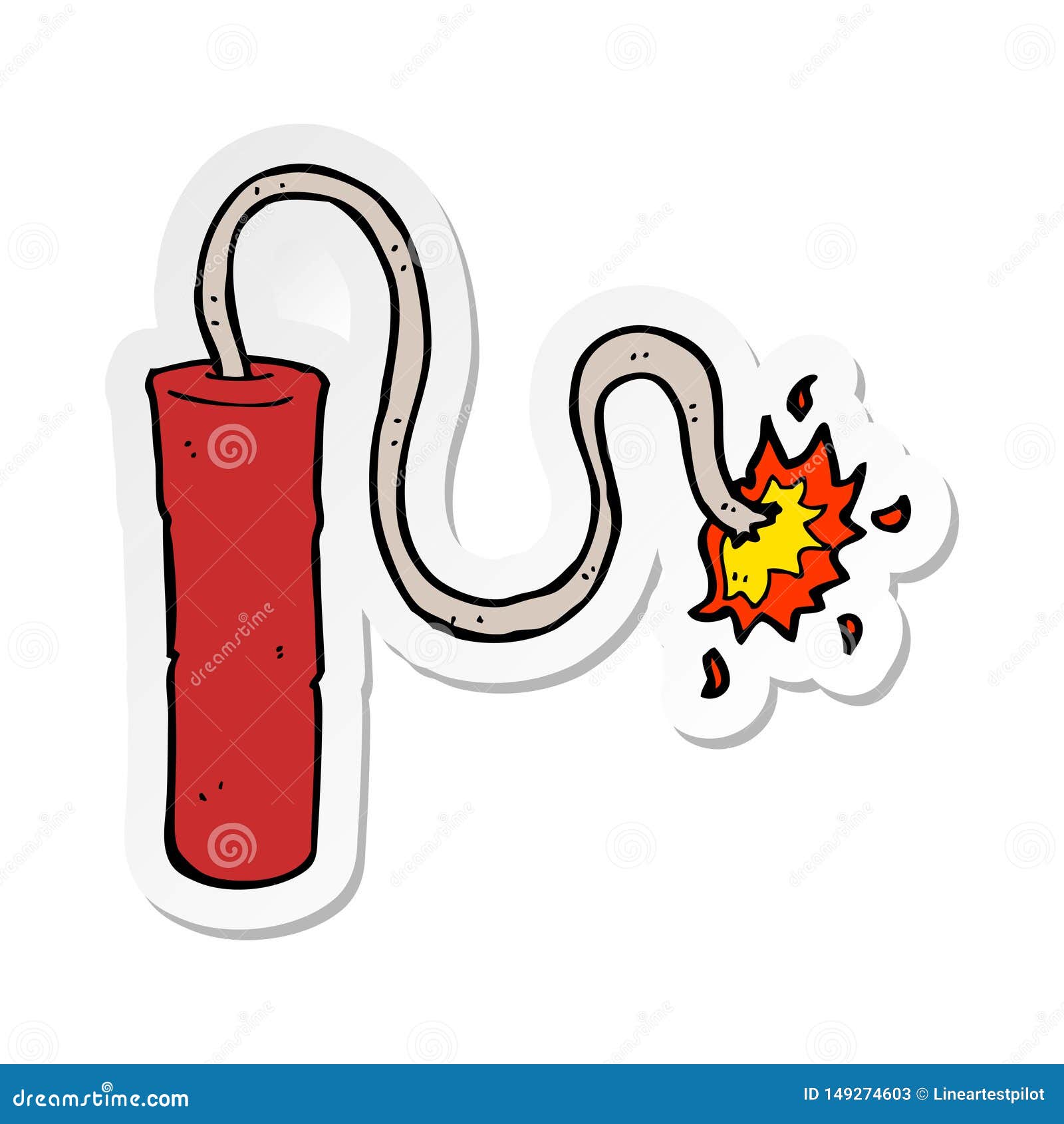 Sticker of a Cartoon Dynamite Burning Stock Vector - Illustration of ...