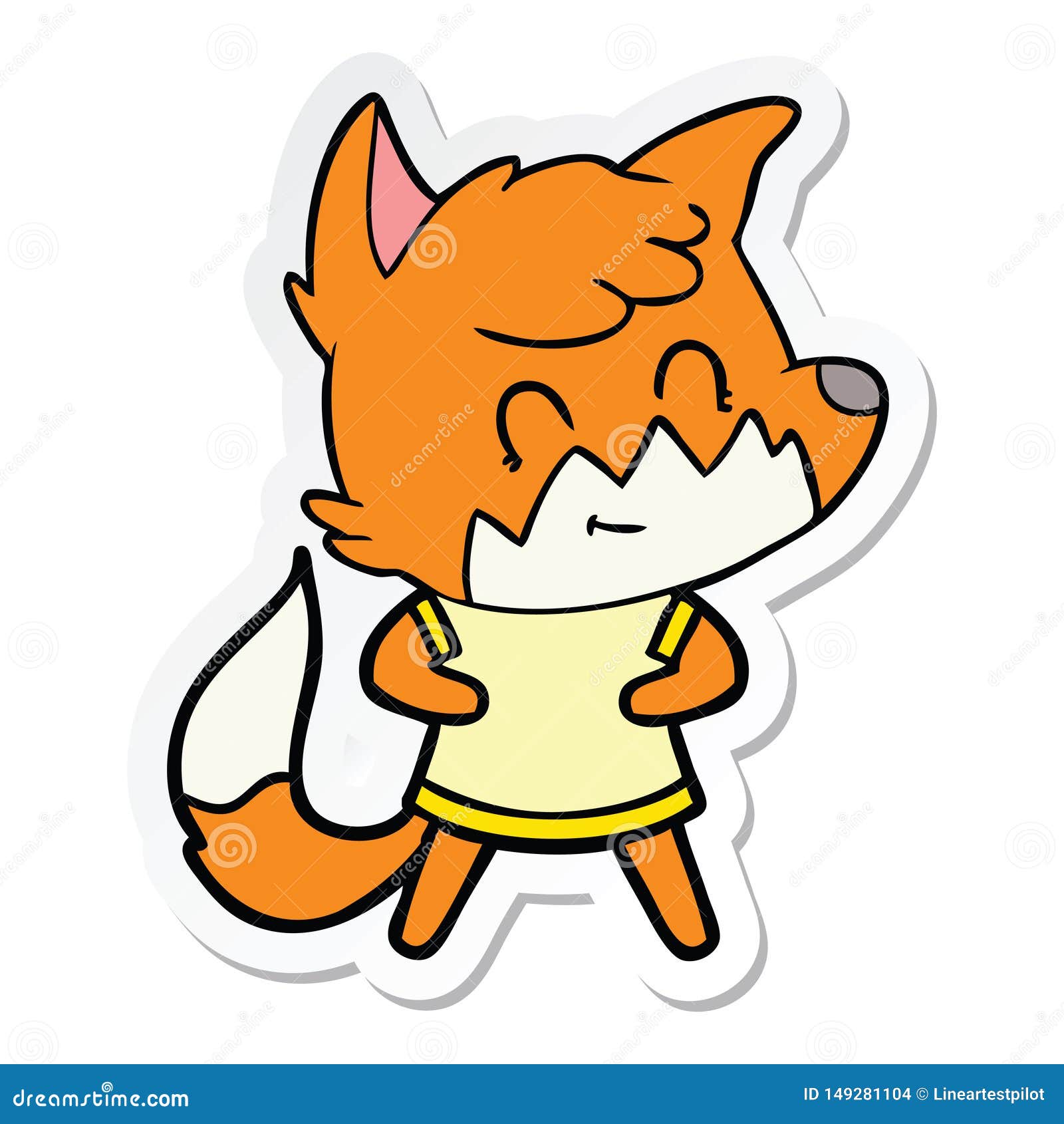 Sticker of a Cartoon Friendly Fox Stock Vector - Illustration of ...