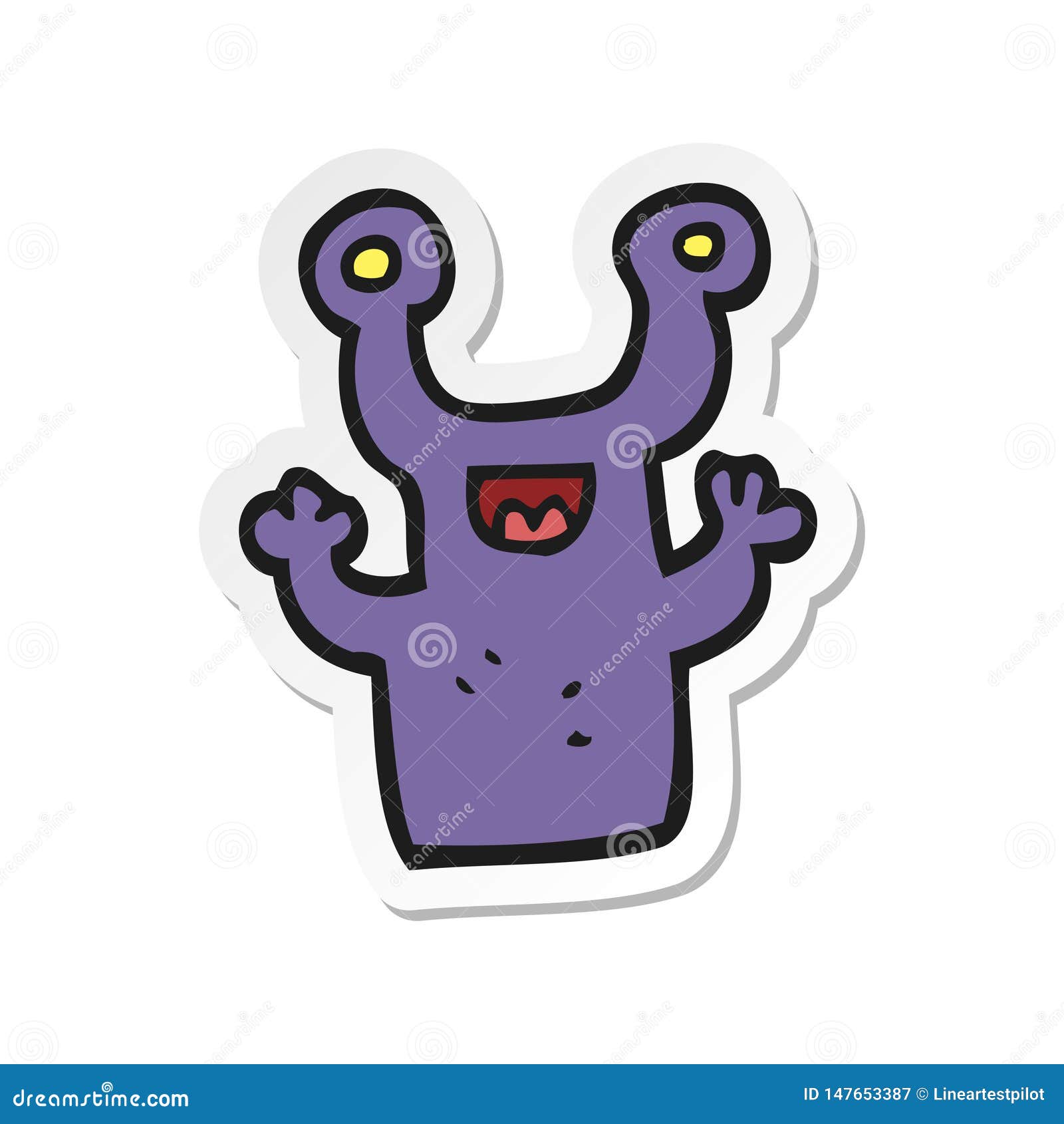 Sticker of a Cartoon Little Alien Stock Vector - Illustration of space ...