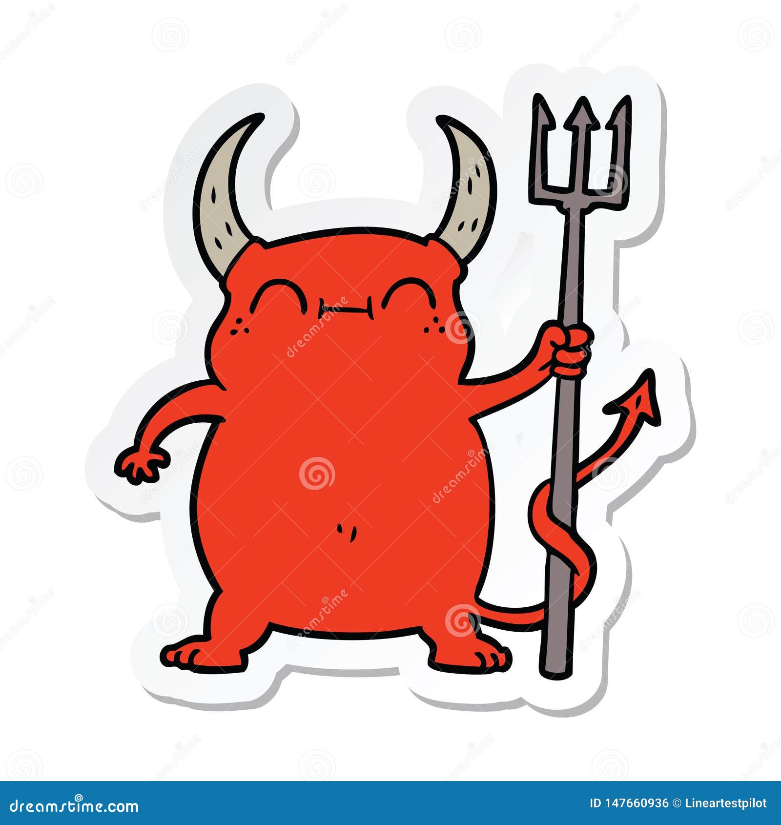 Sticker of a Cartoon Little Devil Stock Vector - Illustration of decal ...