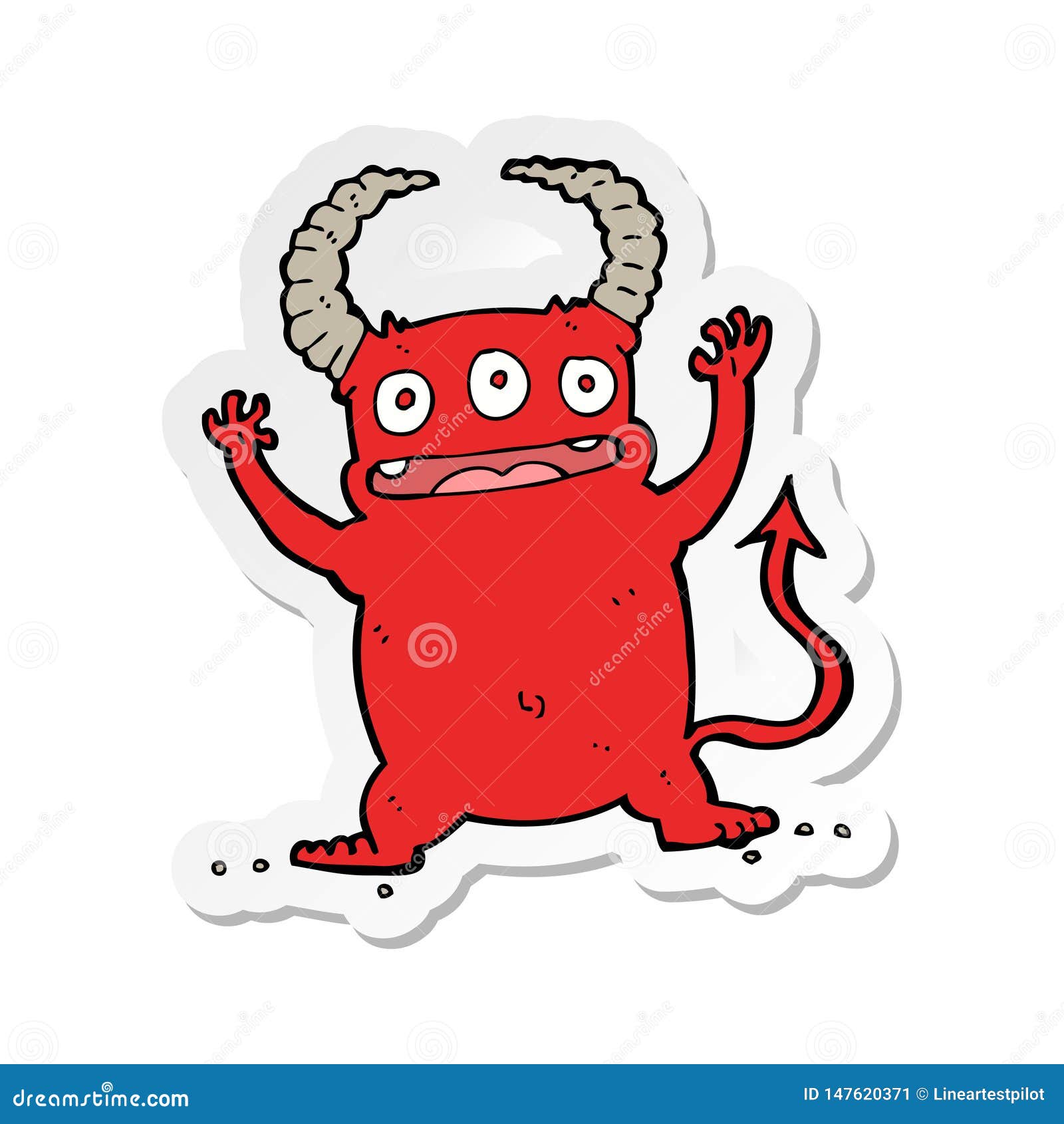 Sticker of a Cartoon Little Devil Stock Vector - Illustration of ...