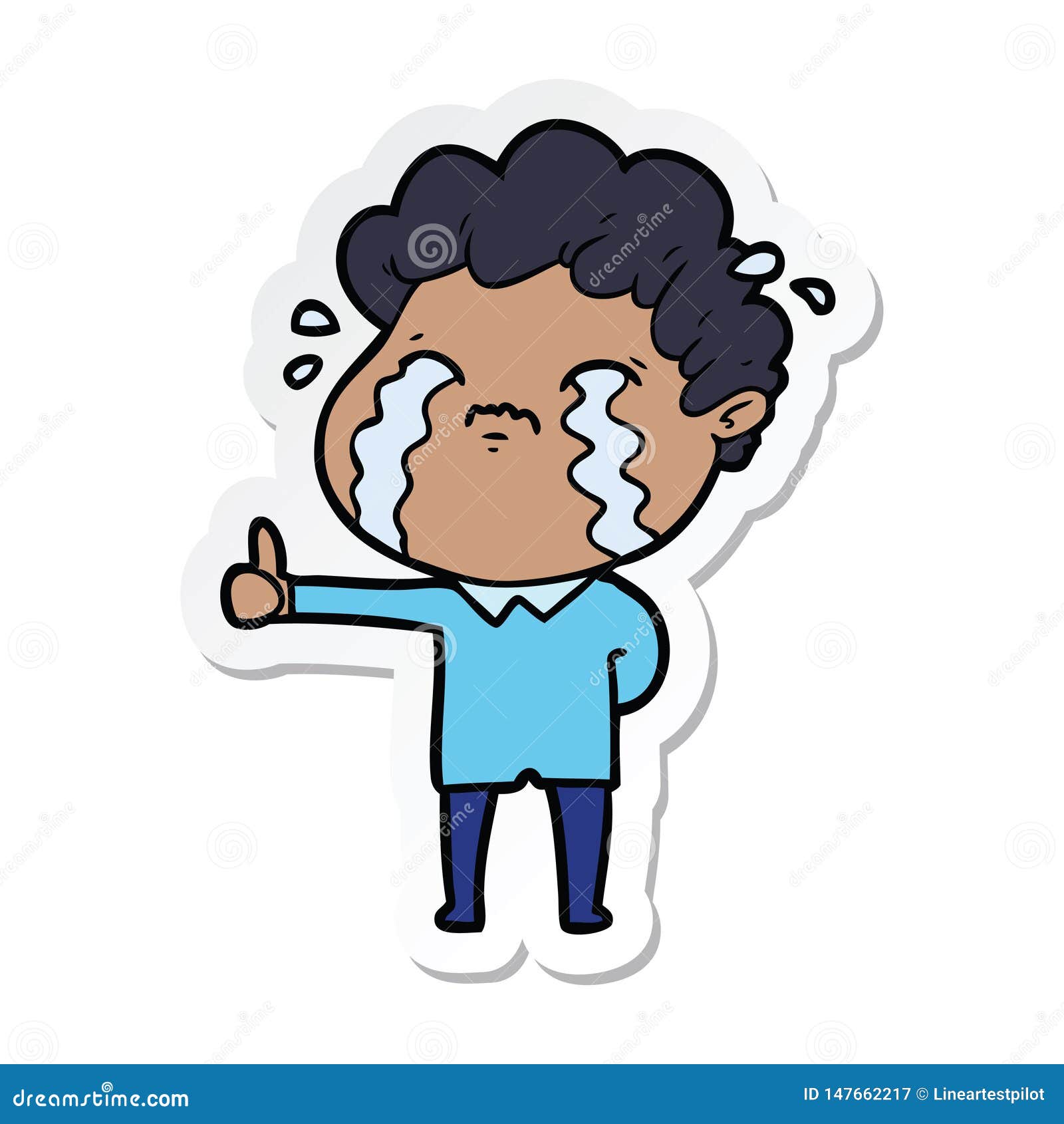 Sticker of a Cartoon Man Crying Stock Vector - Illustration of crying ...