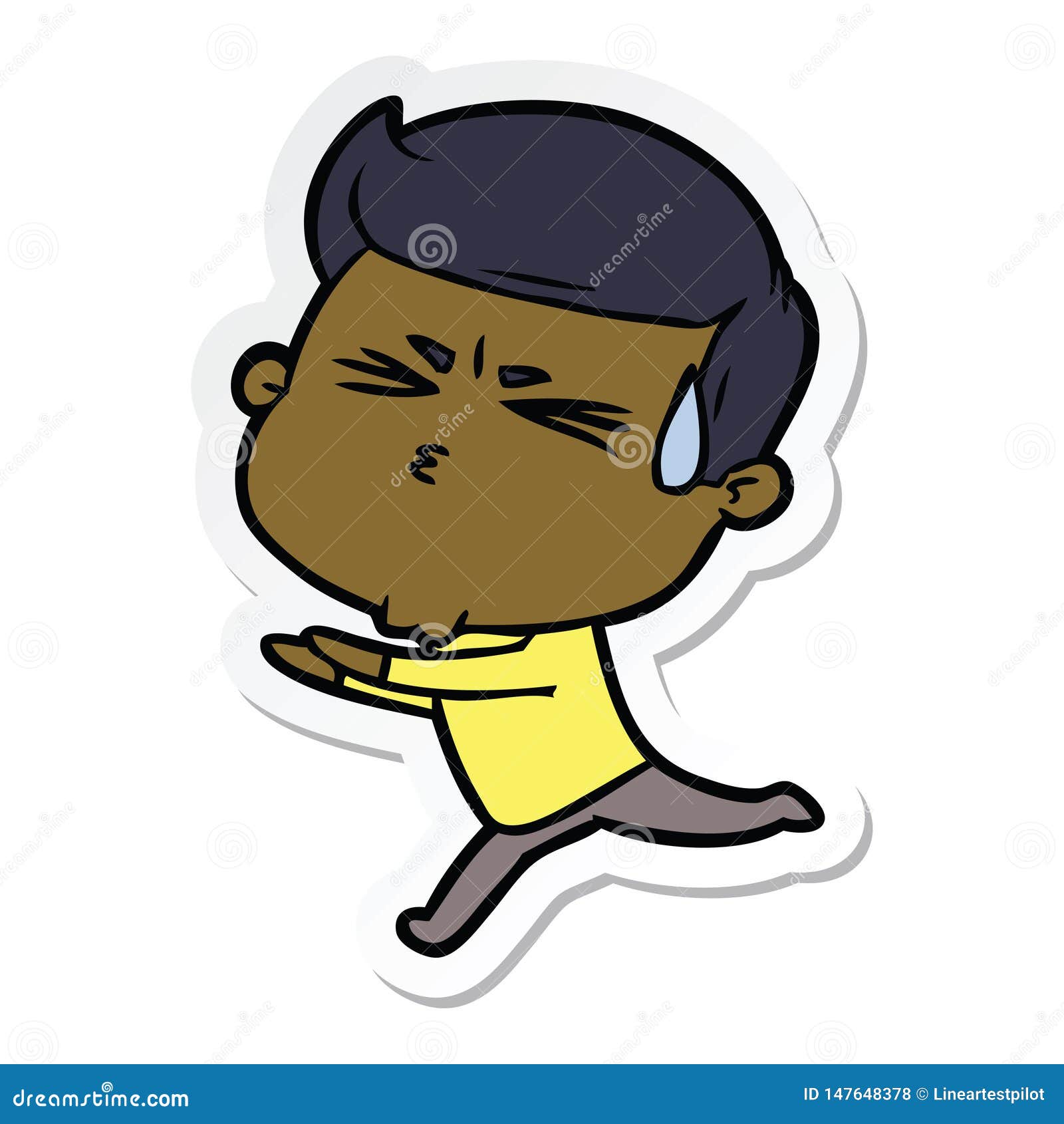 Sticker of a Cartoon Man Sweating Stock Vector - Illustration of ...