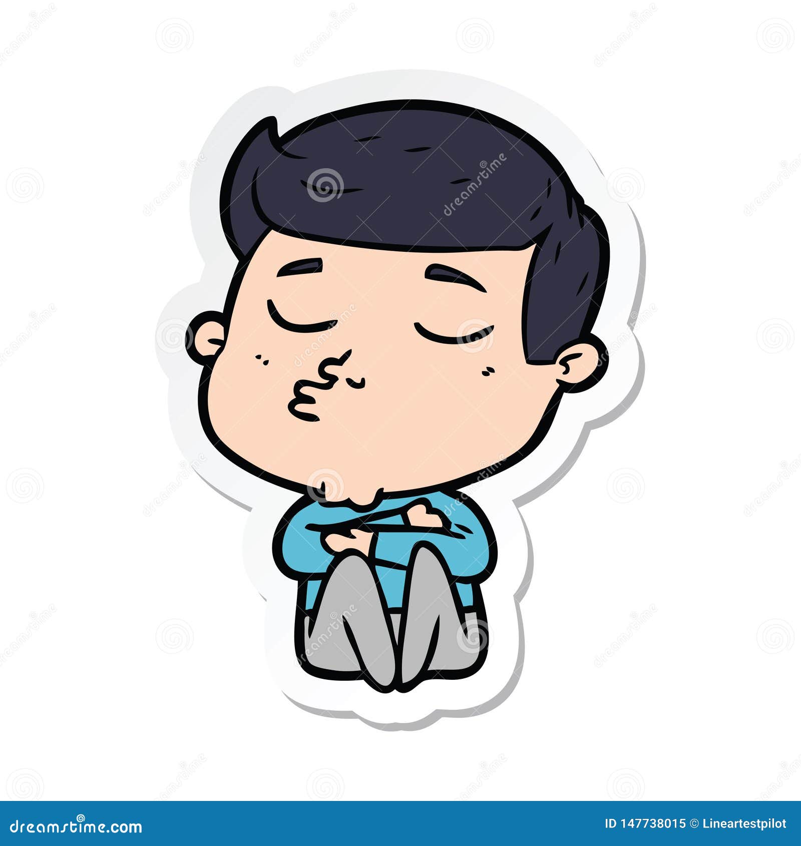Sticker of a Cartoon Model Guy Pouting Stock Vector - Illustration of ...