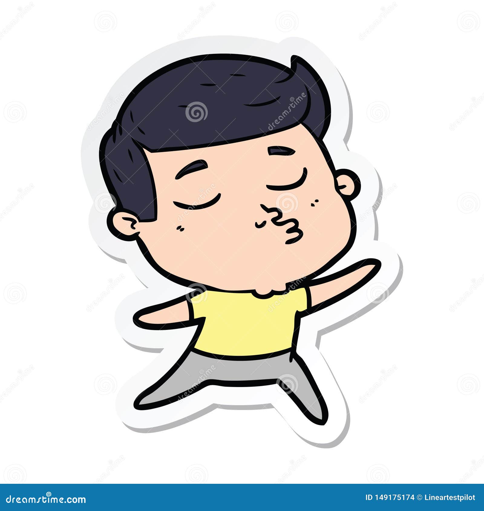 Sticker of a Cartoon Model Guy Pouting Stock Vector - Illustration of ...