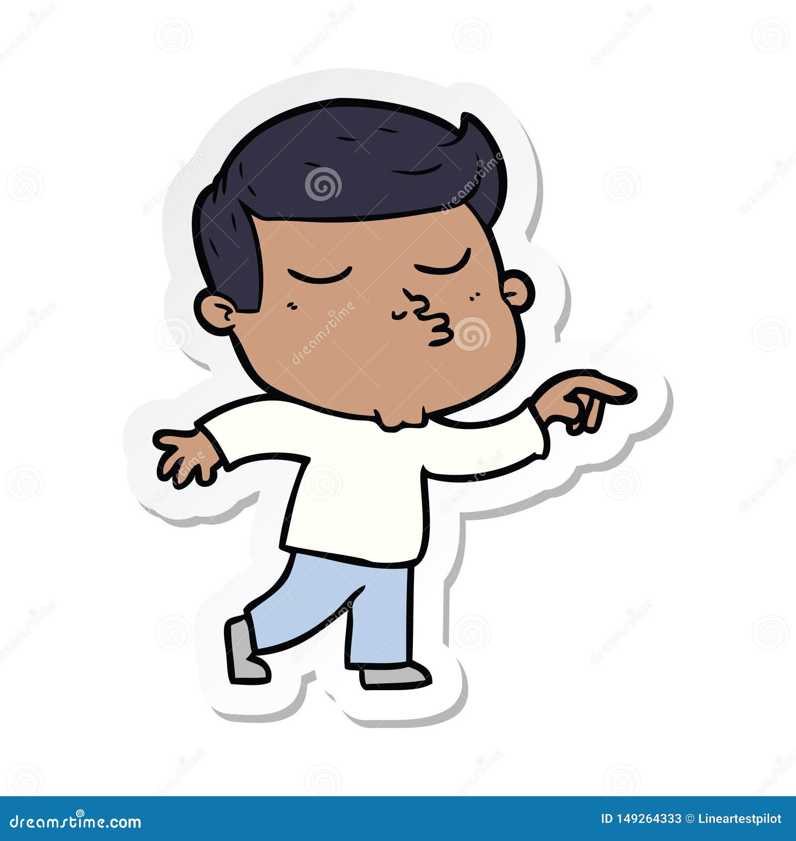 Sticker of a Cartoon Model Guy Pouting Stock Vector - Illustration of ...