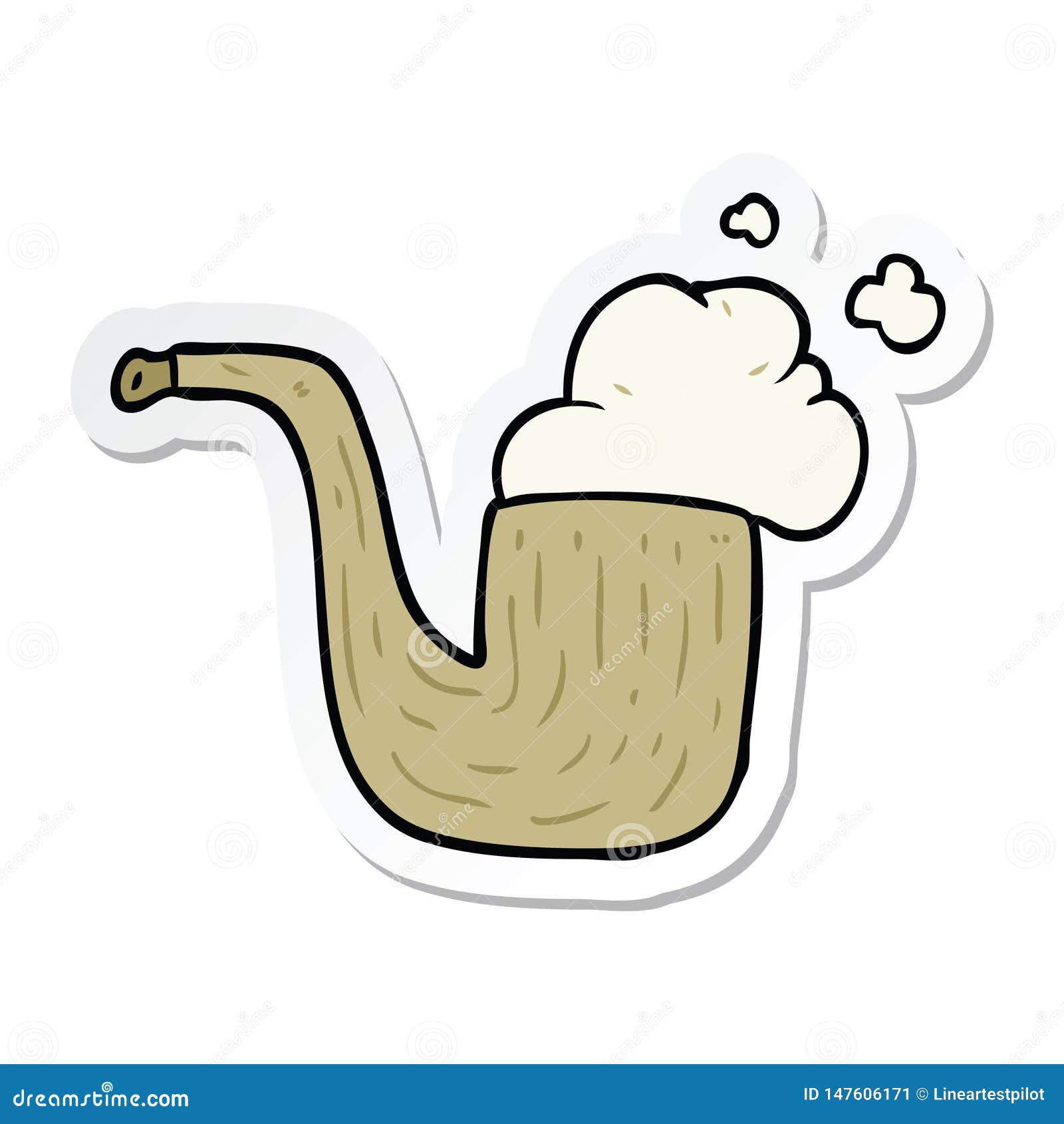 Sticker of a cartoon pipe stock vector. Illustration of smoking - 147606171