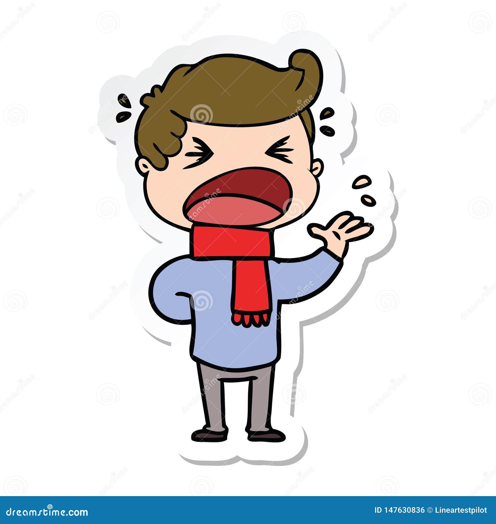 Sticker of a Cartoon Shouting Man Stock Vector - Illustration of doodle ... Sticker of a Cartoon Shouting Man Stock Vector - Illustration of doodle ...