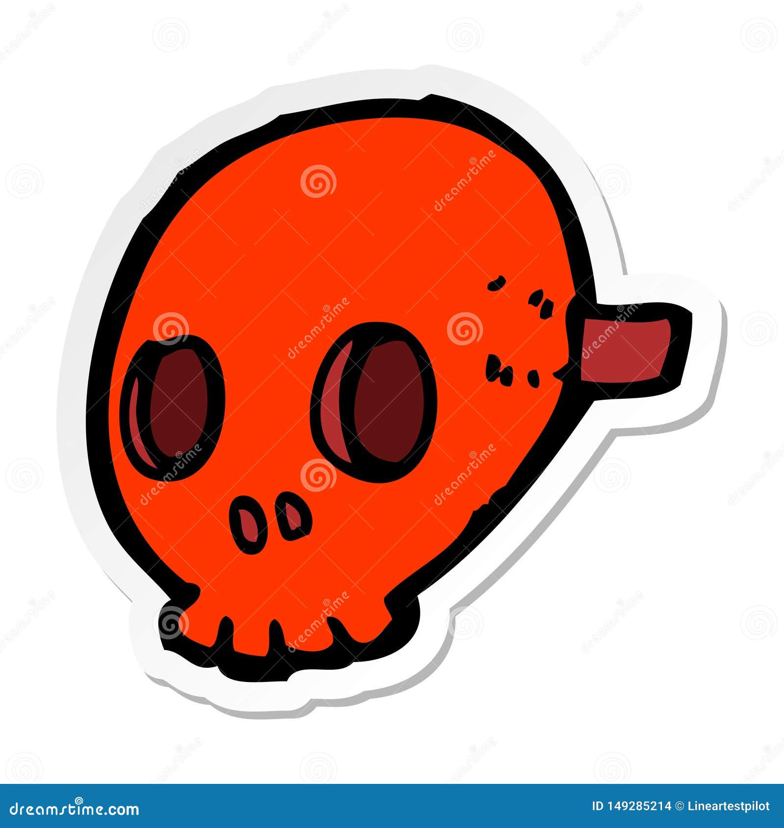 Sticker of a Cartoon Skull Mask Stock Vector - Illustration of cute ...