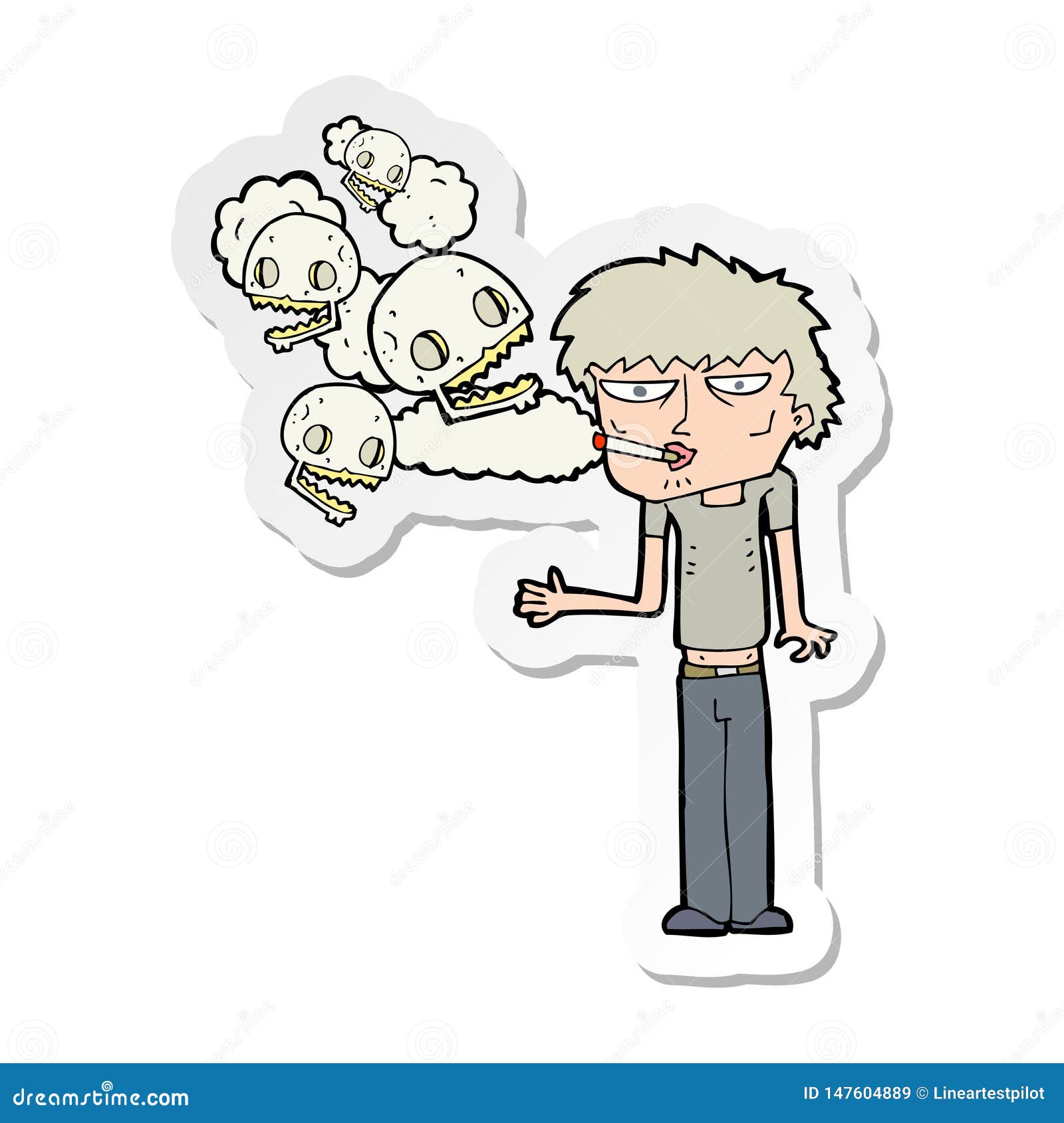 Sticker of a Cartoon Smoker Stock Vector - Illustration of deadly ...